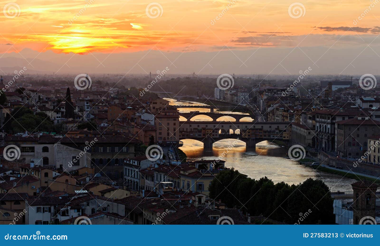 Florence sunset stock image. Image of sunset, river, basilica - 27583213
