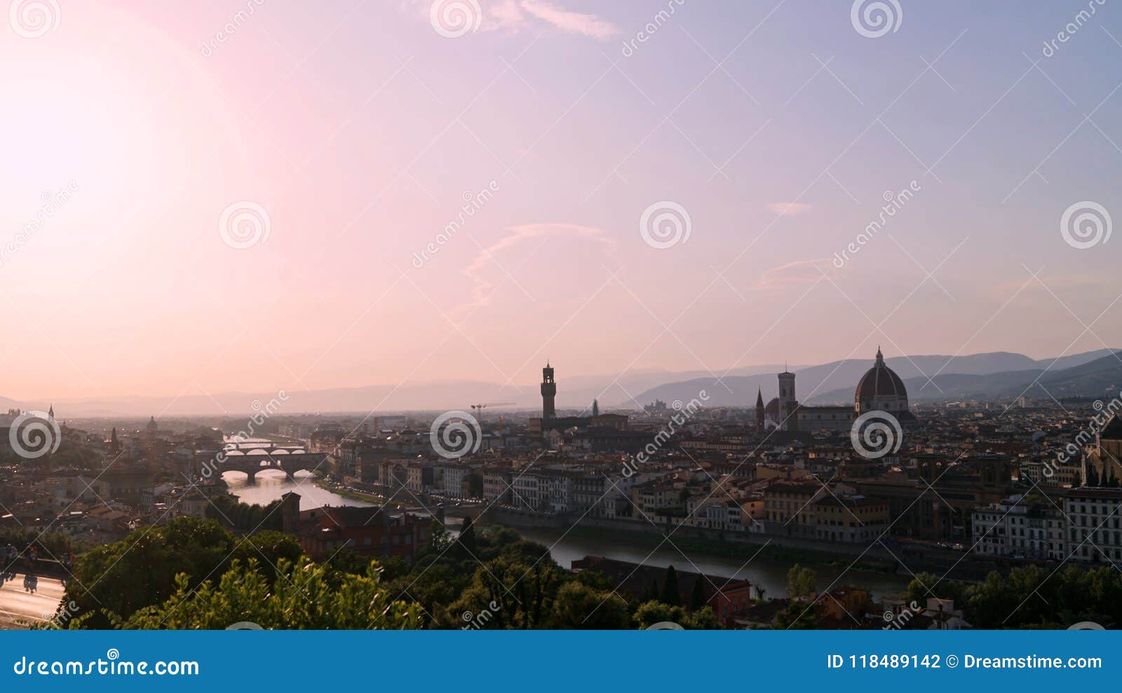 Florence in the Sunset Rays of the Sun Stock Photo - Image of bridge ...
