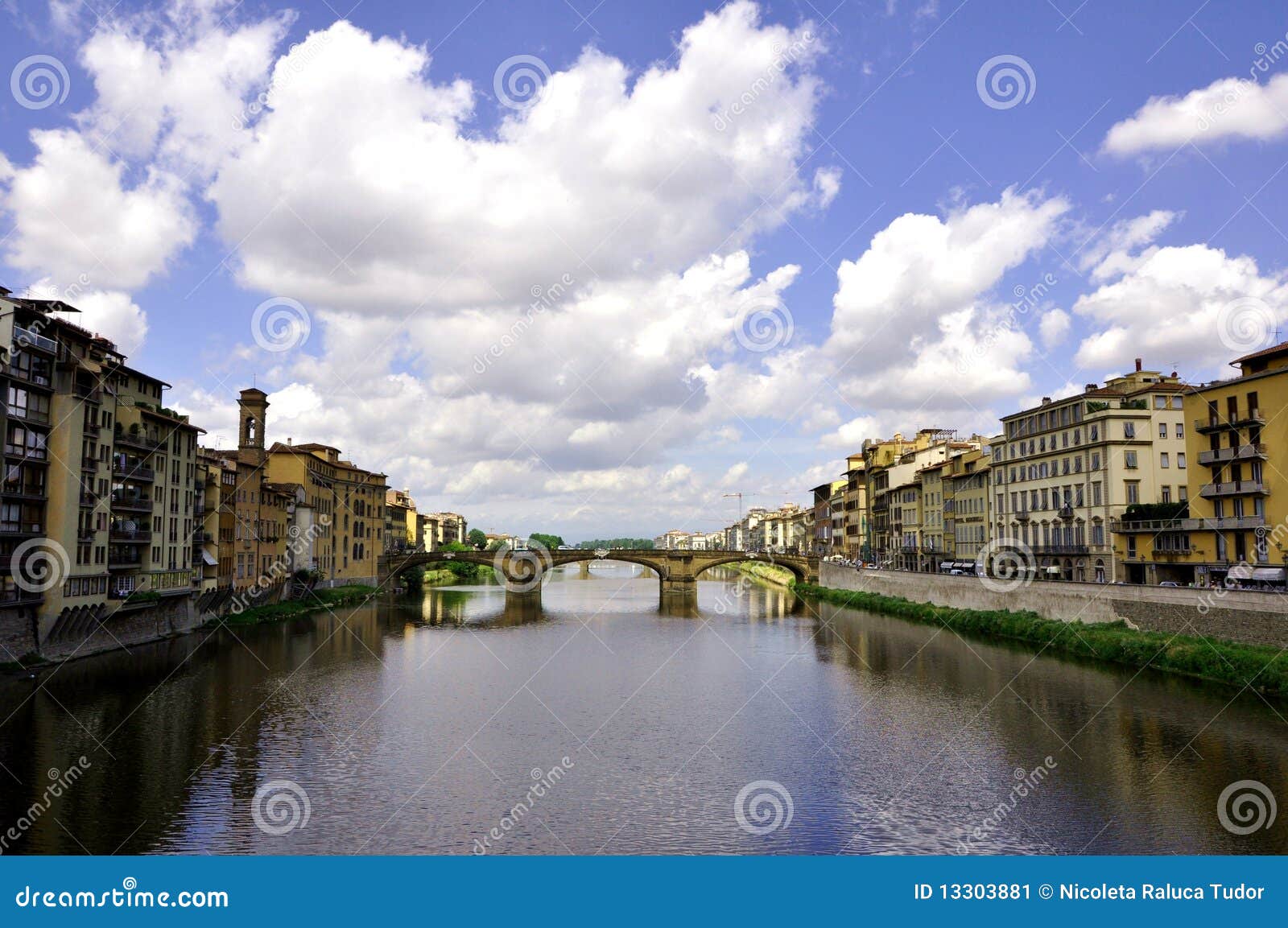 Florence Urban Scape with Arno River and Buildings , Italy Stock Image ...