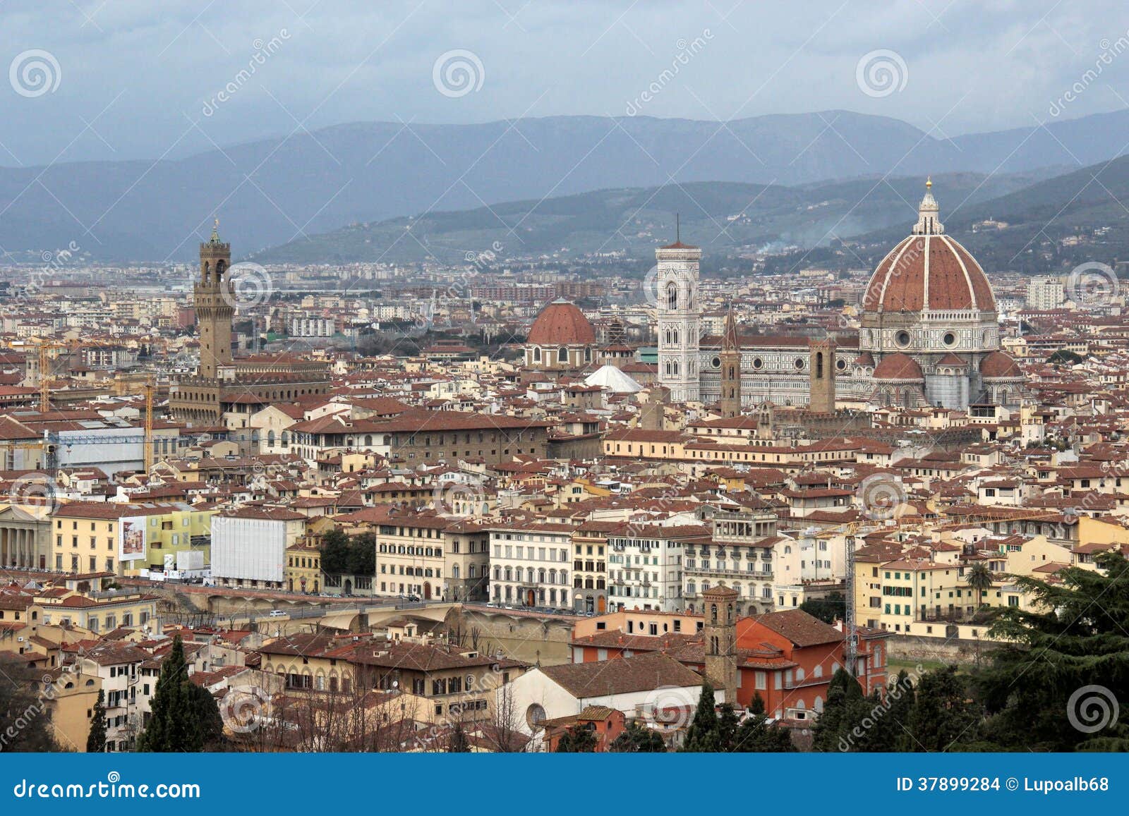 Florence, View of the Cathedral and the Old Palace Stock Photo - Image ...