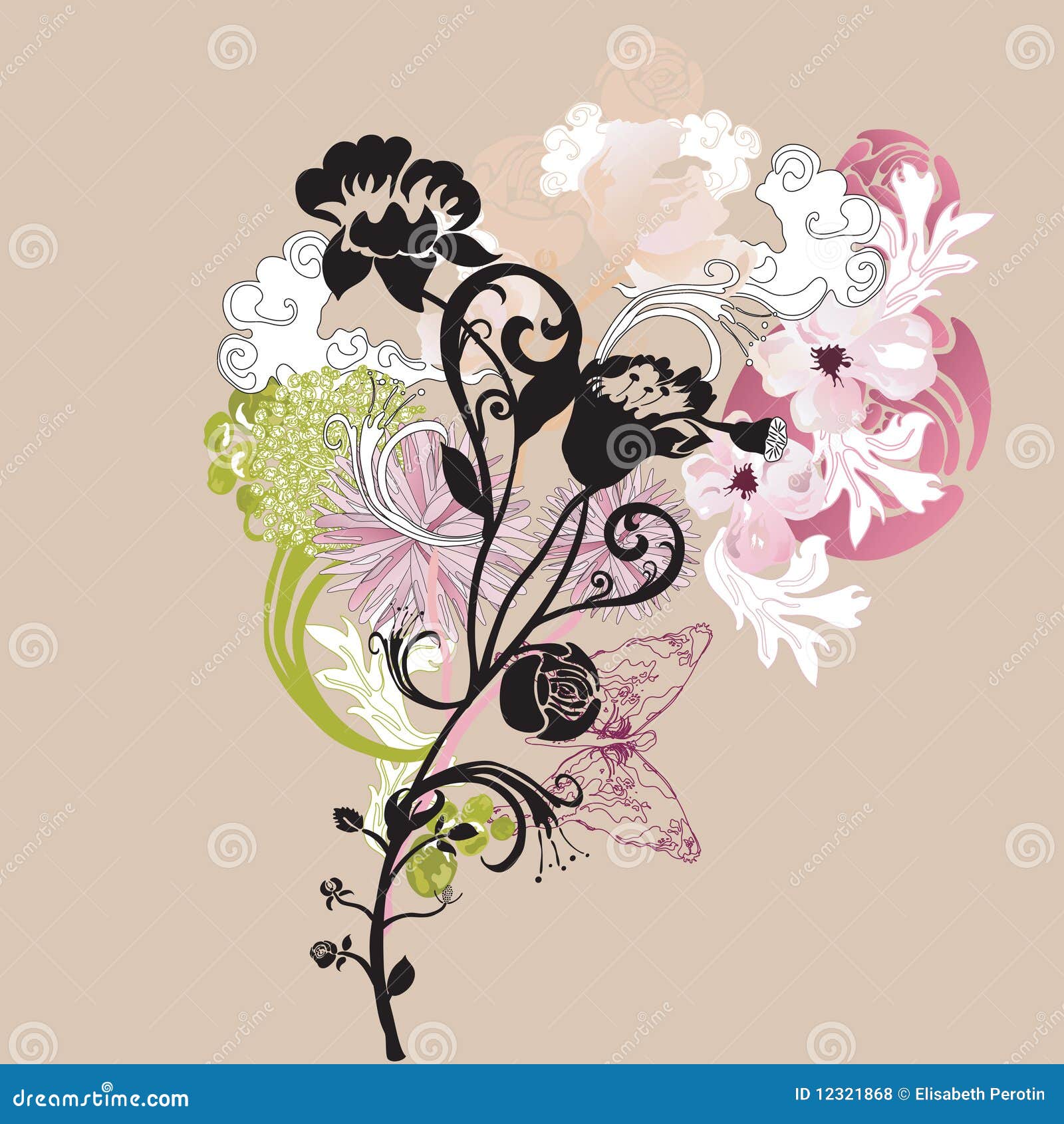 Flores abstractas stock de ilustración. Ilustración de vector - 12321868
