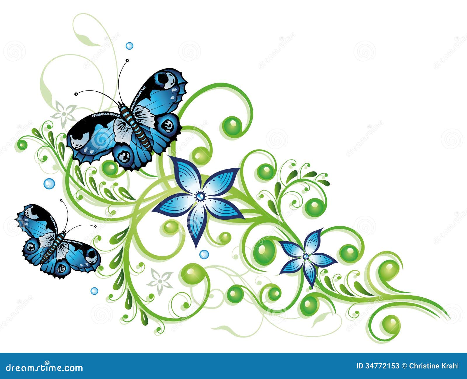 Flores azules ilustración del vector. Ilustración de decorativo - 34772153
