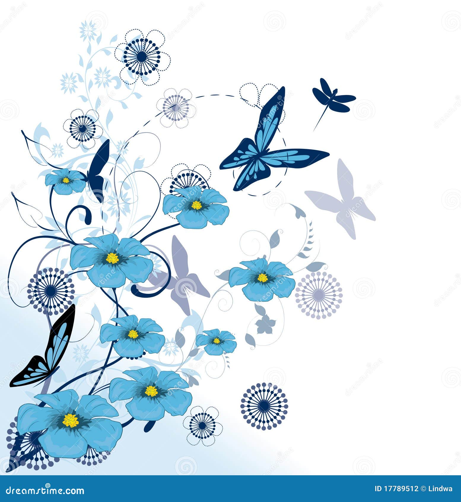 Flores azules hermosas ilustración del vector. Ilustración de moderno ...