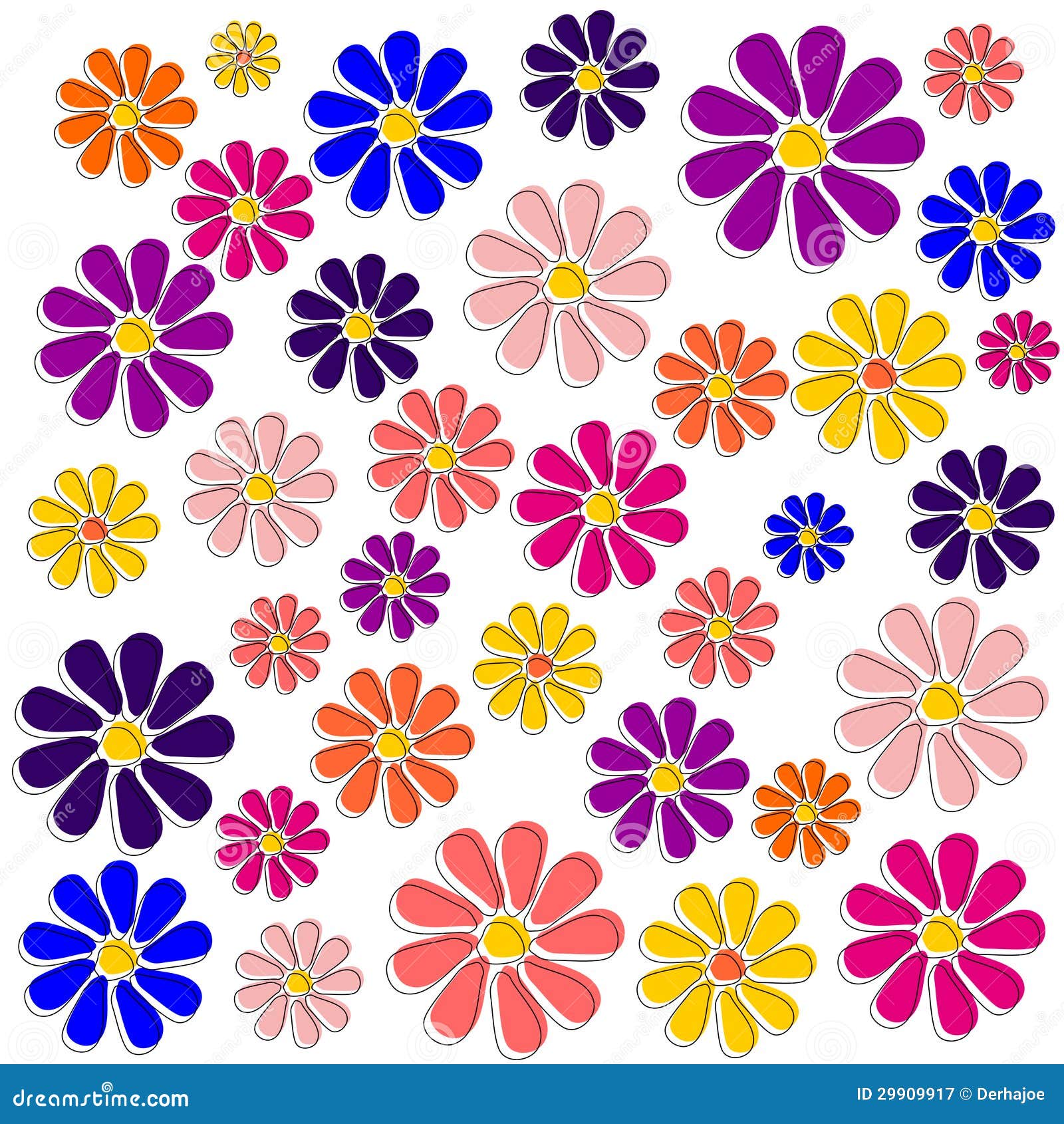 Flores coloridas dibujadas stock de ilustración. Ilustración de ...
