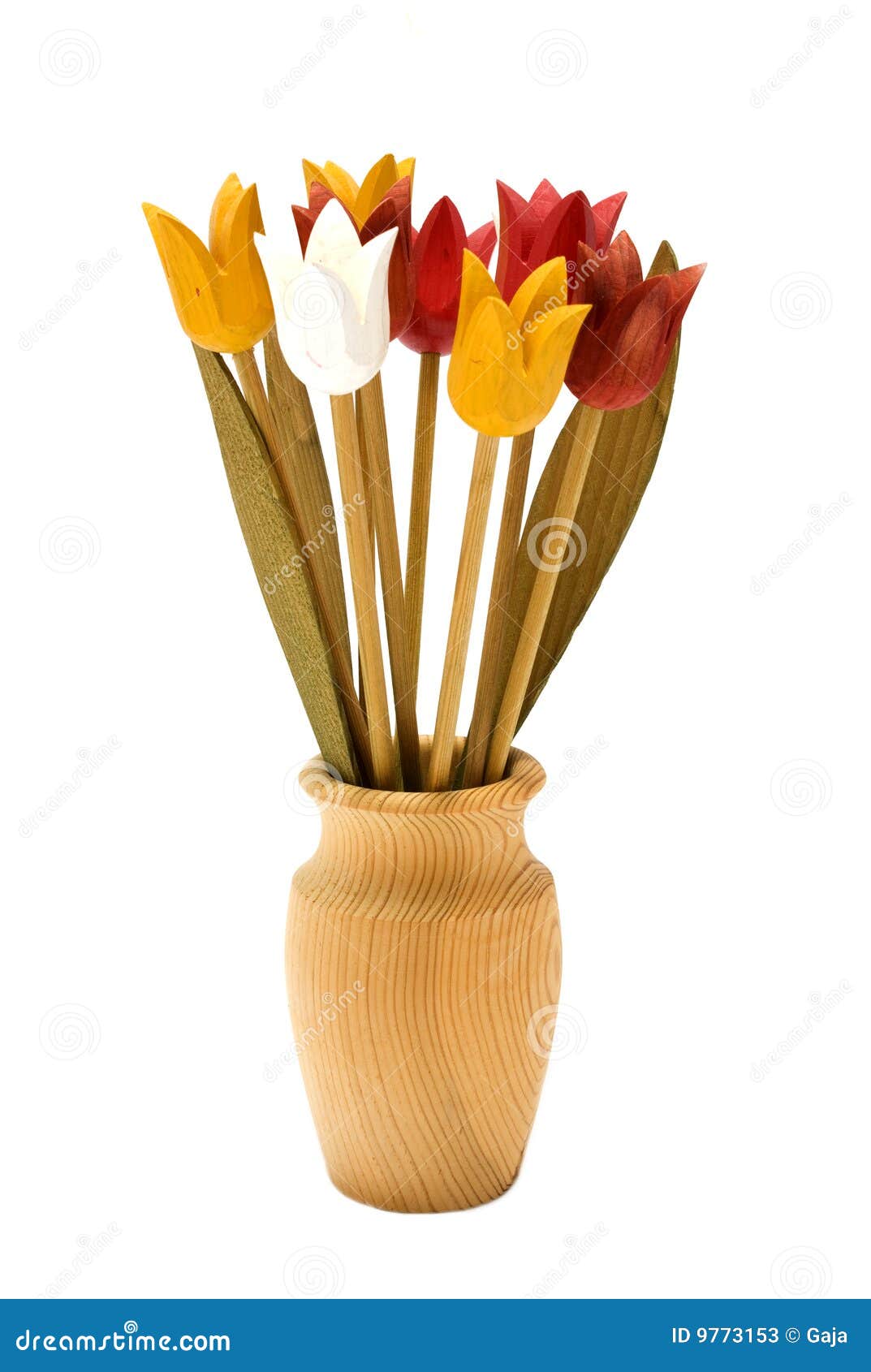 Flores De Madera En Un Florero De Madera Imagen de archivo - Imagen de ...