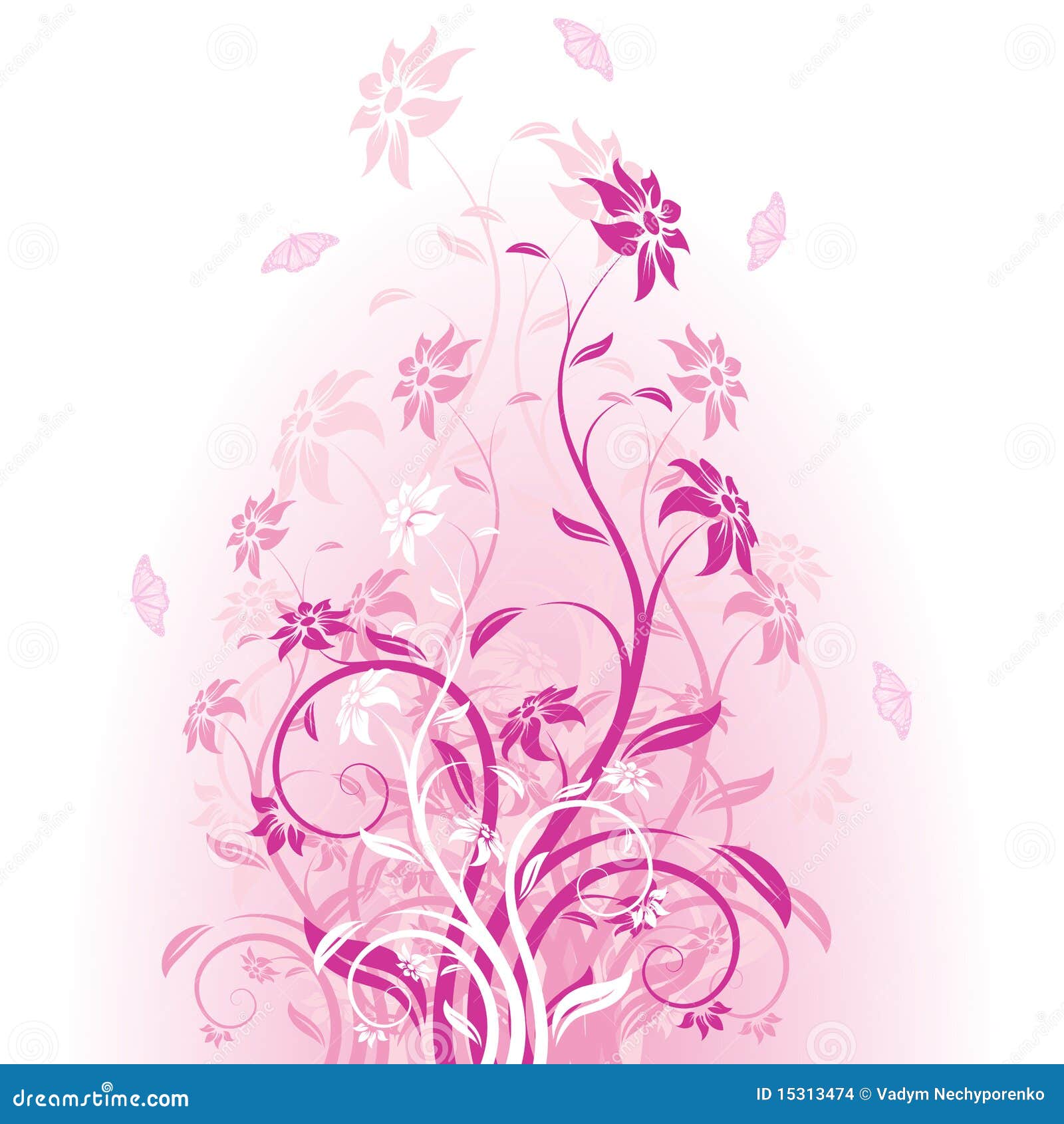 Flores Del Vector En Color De Rosa Ilustración del Vector - Ilustración ...