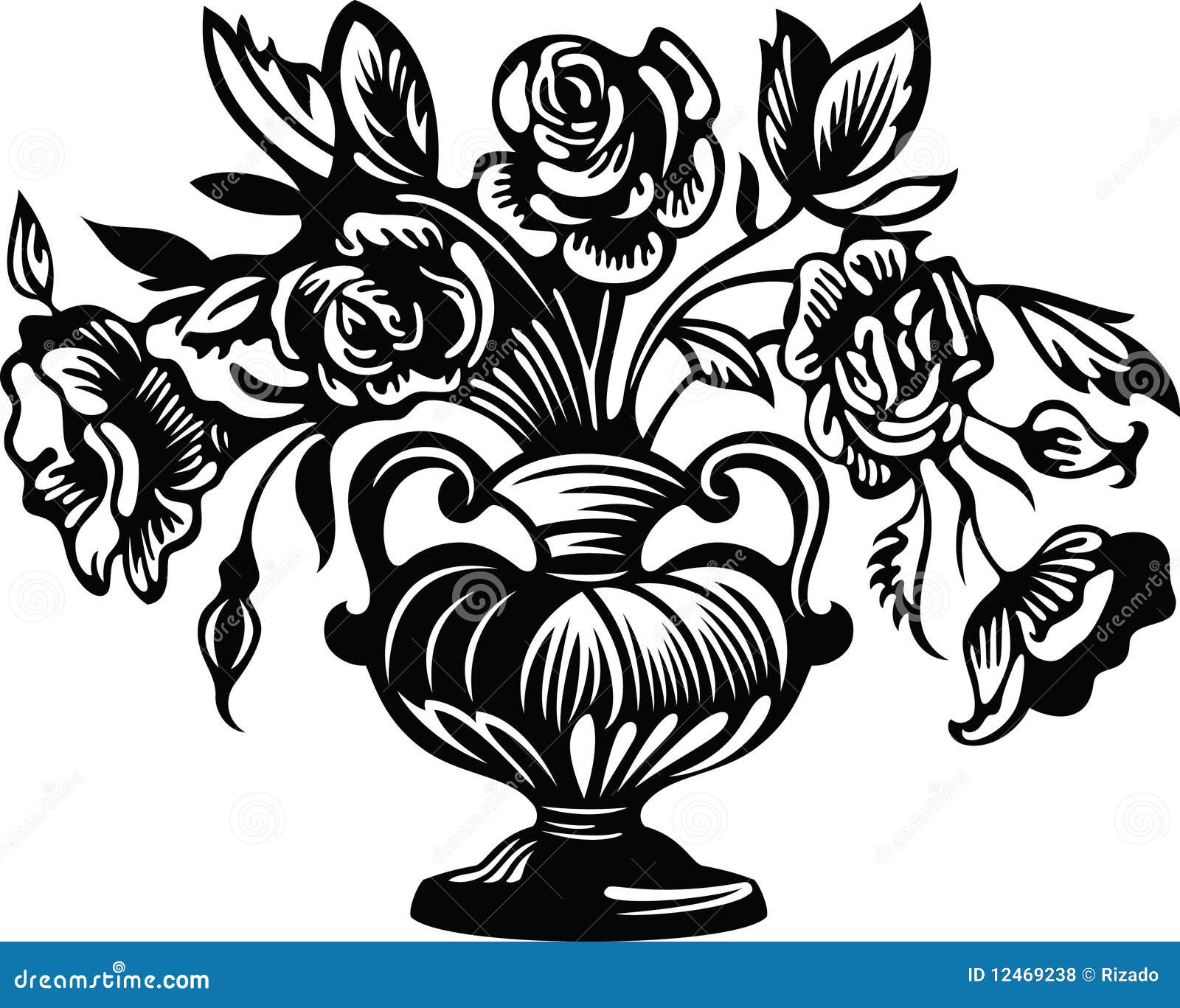 Flores en un florero ilustración del vector. Ilustración de rosa - 12469238