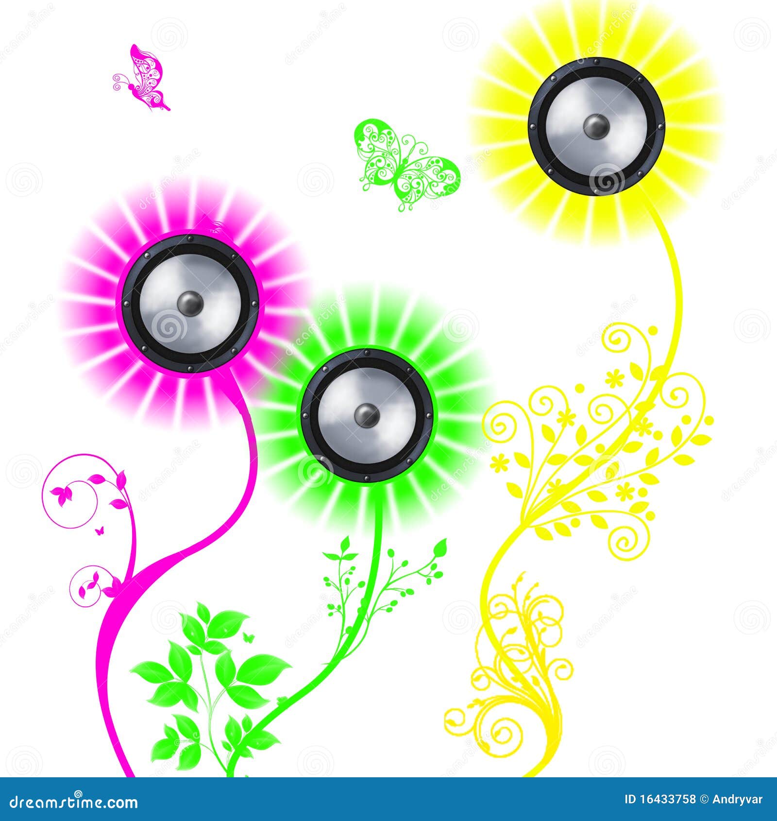 Flores musicais ilustração stock. Ilustração de fundo - 16433758