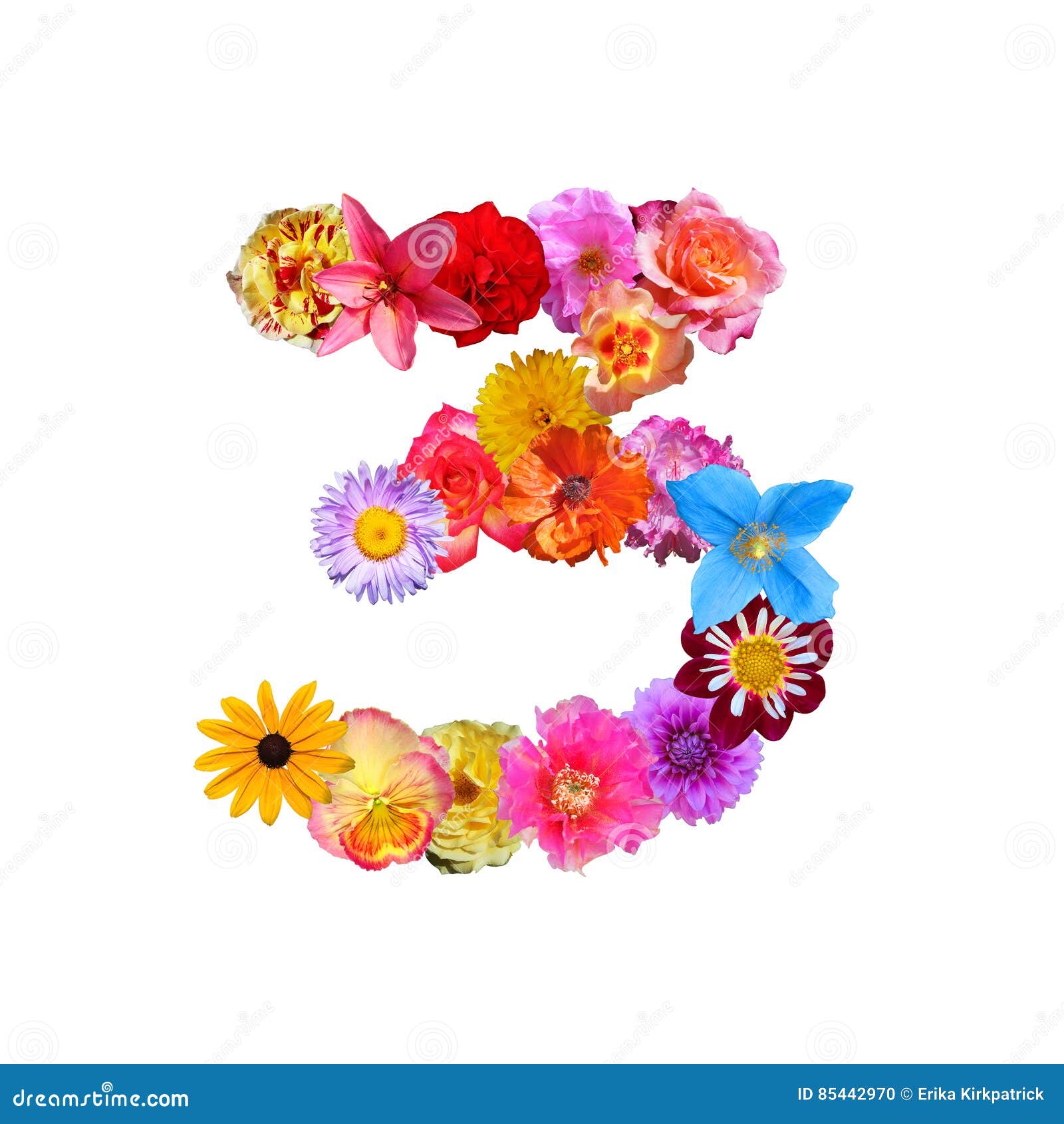 Flores número tres stock de ilustración. Ilustración de aislado - 85442970