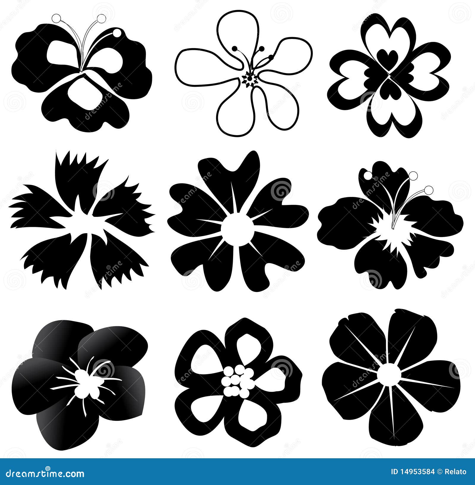 Flores negras ilustración del vector. Ilustración de fondo - 14953584