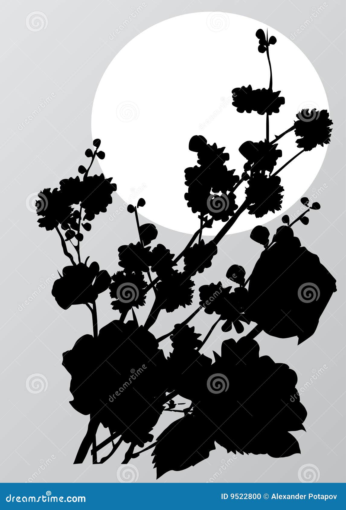 Flores Negras Del Cerezo En Gris Stock de ilustración - Ilustración de ...