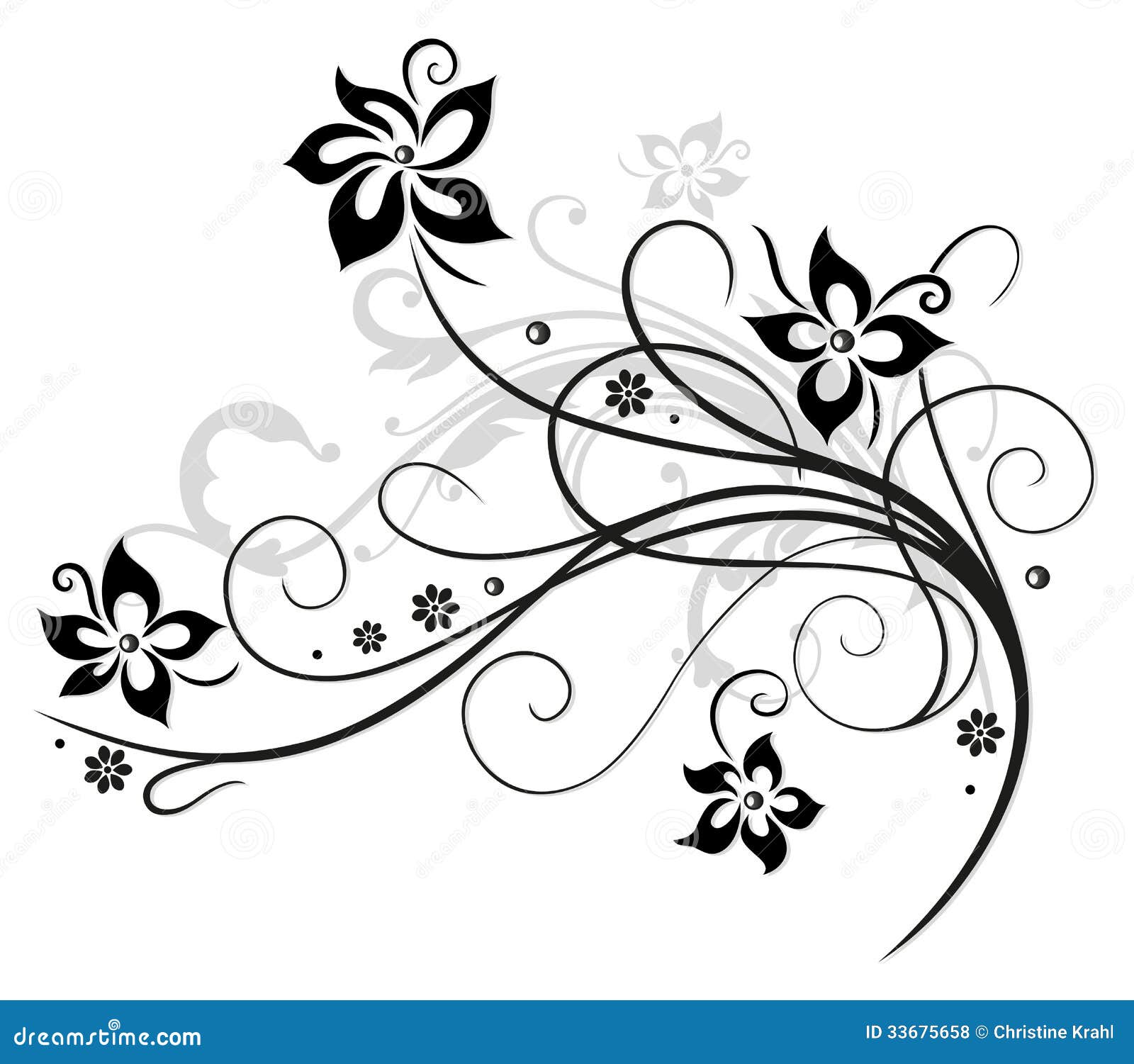Flores Negras, Elemento Floral Ilustración del Vector - Ilustración de ...