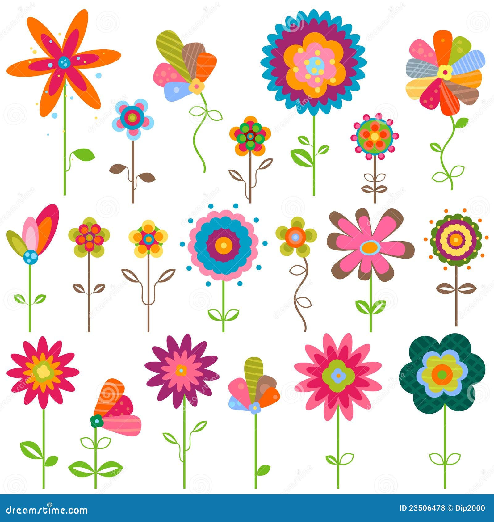 Flores retros ilustração do vetor. Ilustração de elemento - 23506478