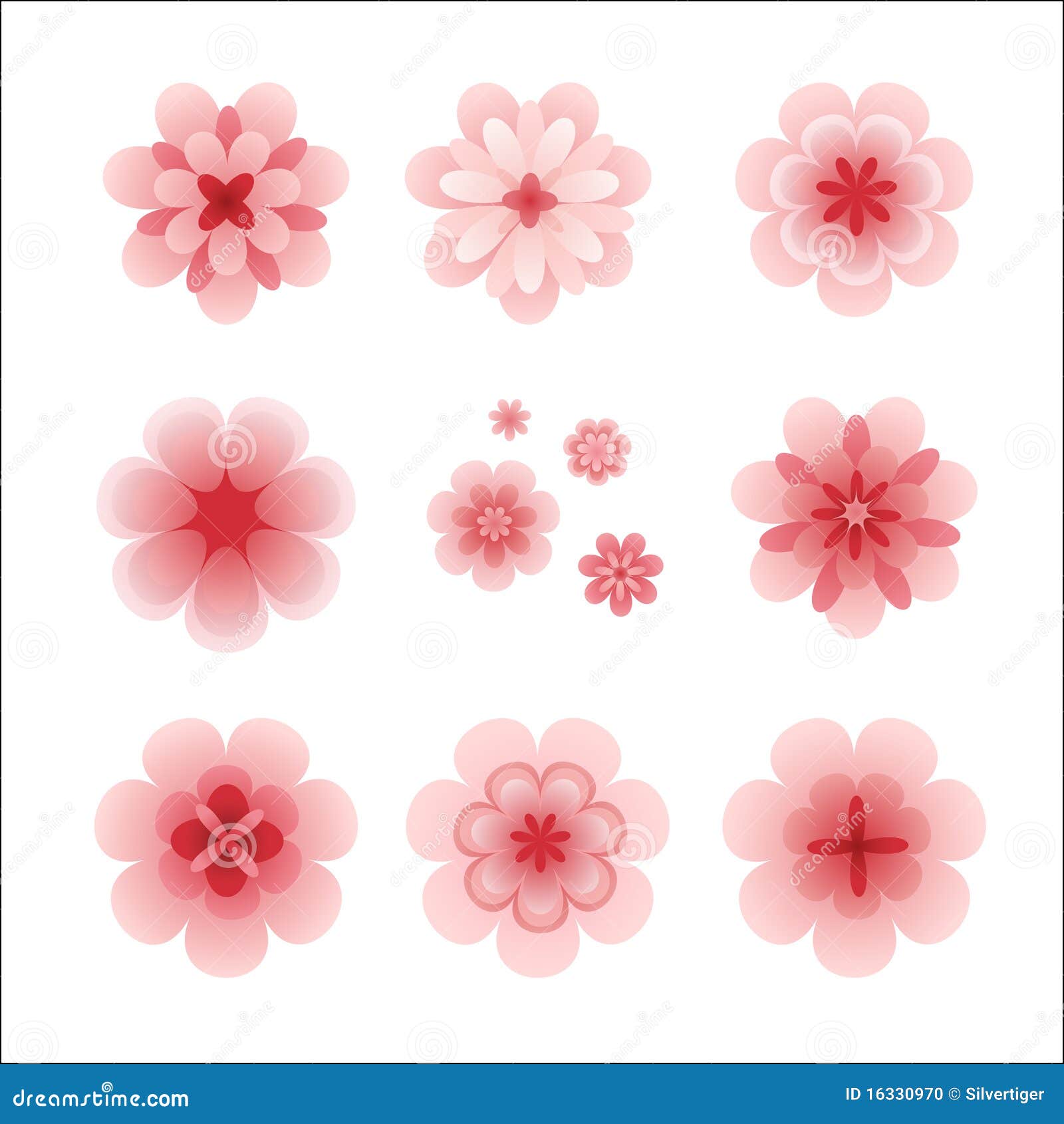 Flores Rosadas Aisladas Fijadas Ilustración del Vector - Ilustración de ...