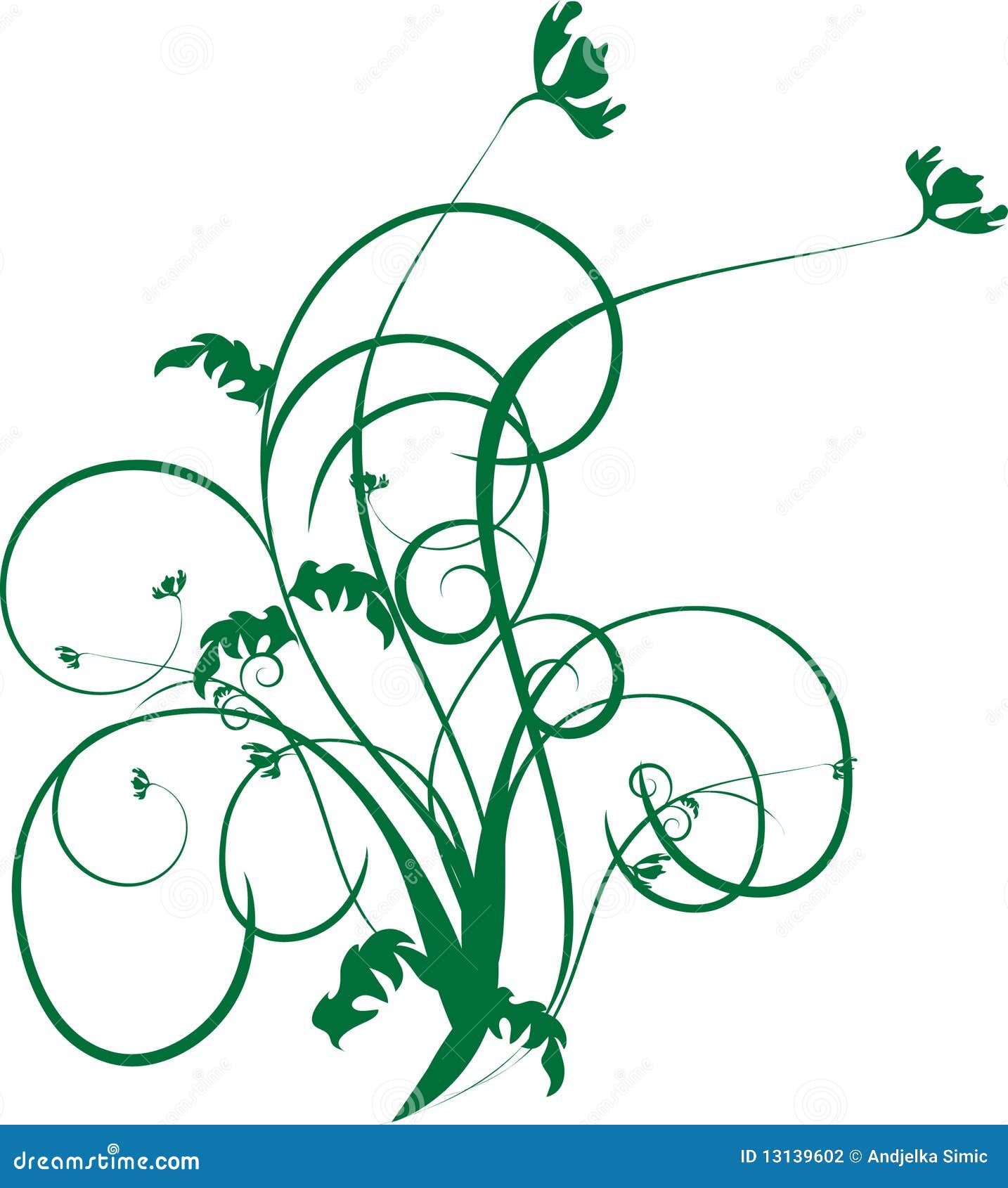 Flores verdes ilustración del vector. Ilustración de ornamento - 13139602