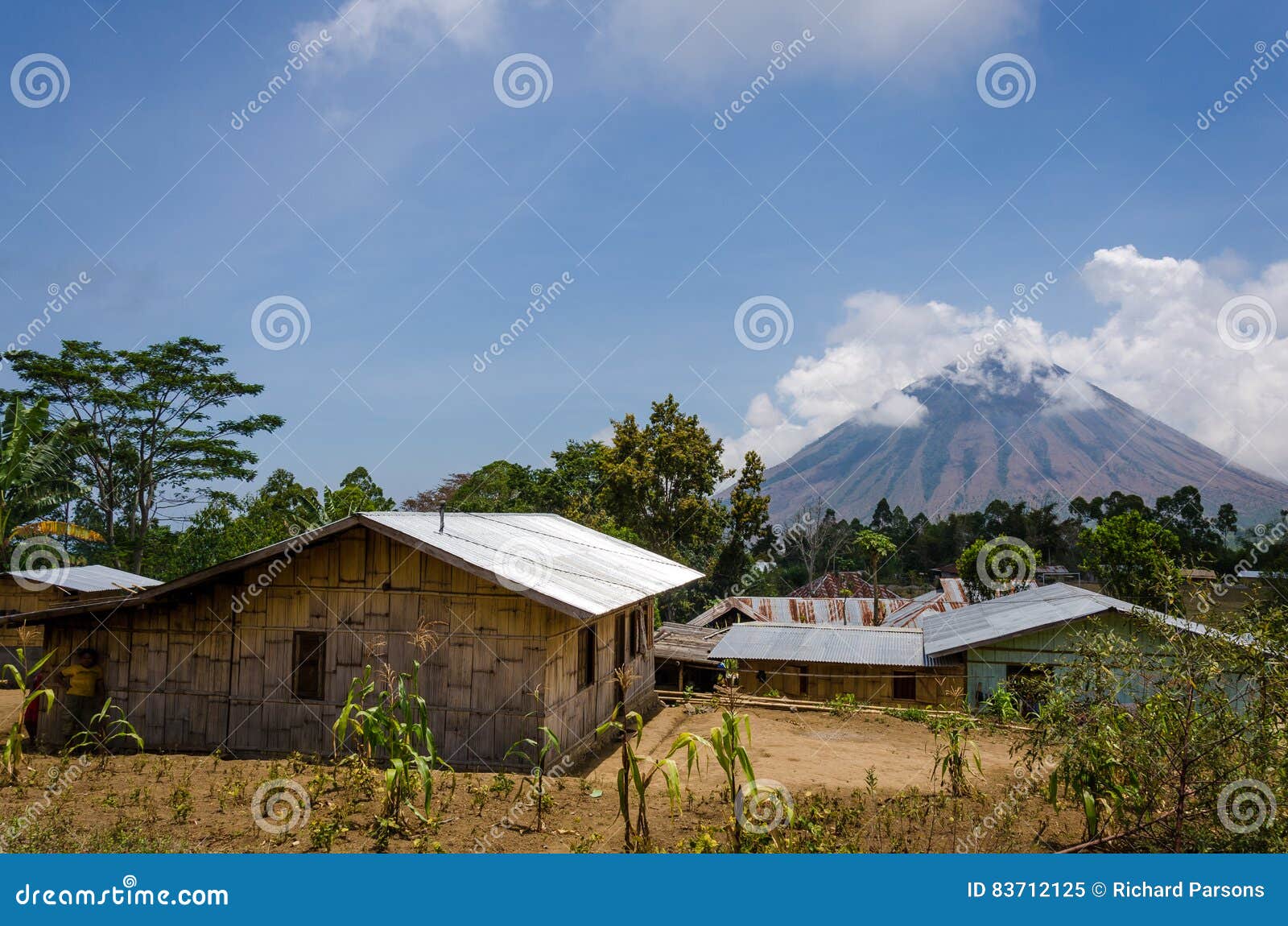 Flores-Vulkan stockbild. Bild von dorf, berge, süd, insel - 83712125