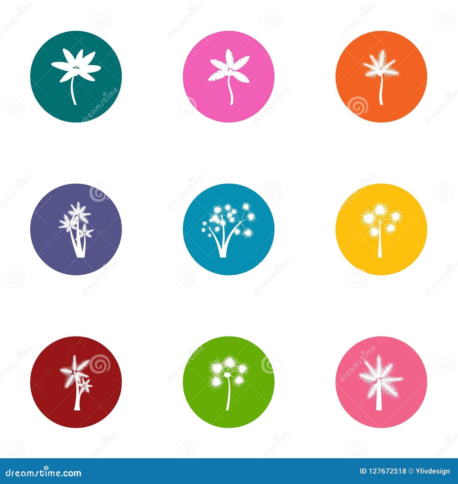 Florescence Icons Set, Flat Style Stock Vector - Illustration of ...