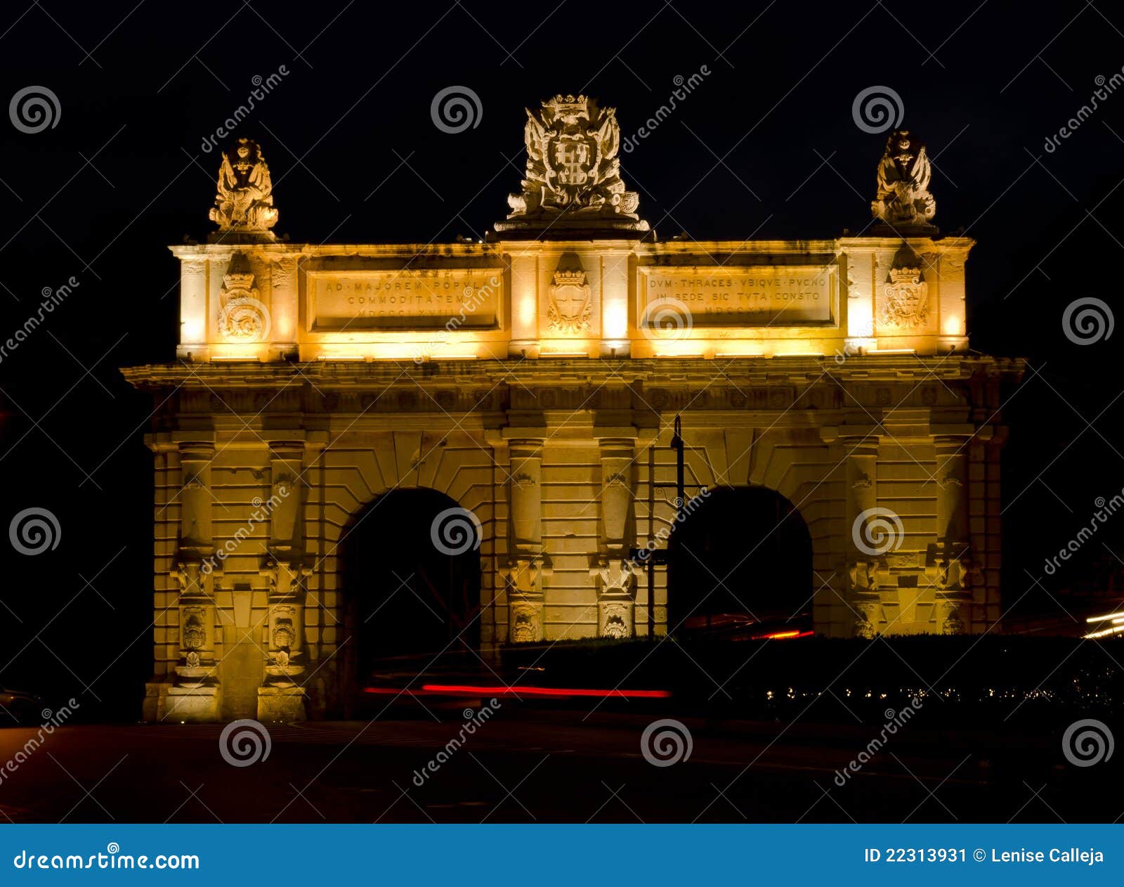 Floriana Gate At Night - Malta Royalty-Free Stock Photo | CartoonDealer ...