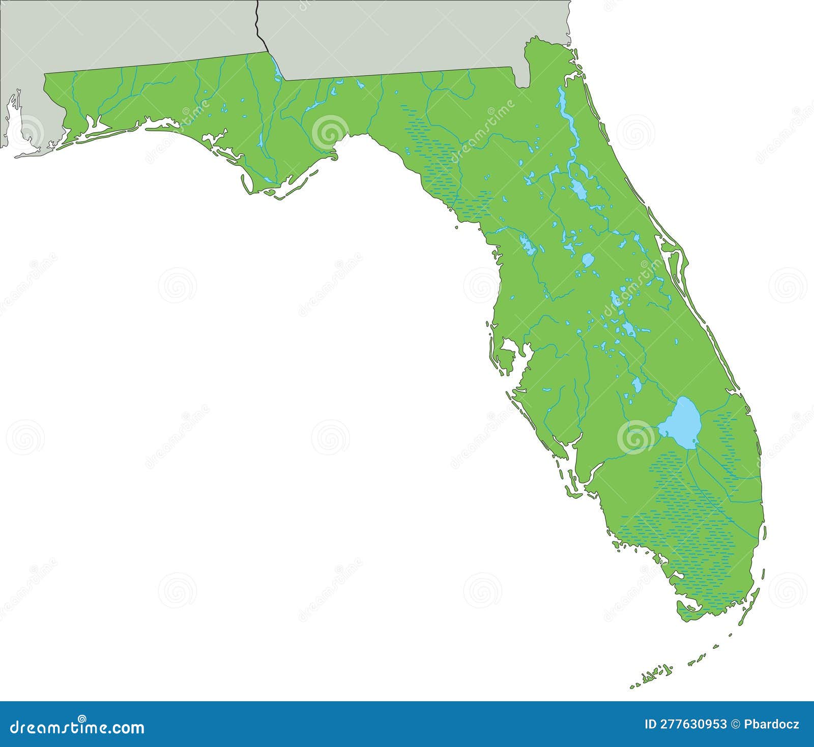 Detailed Florida Physical Map. Stock Vector - Illustration of american ...