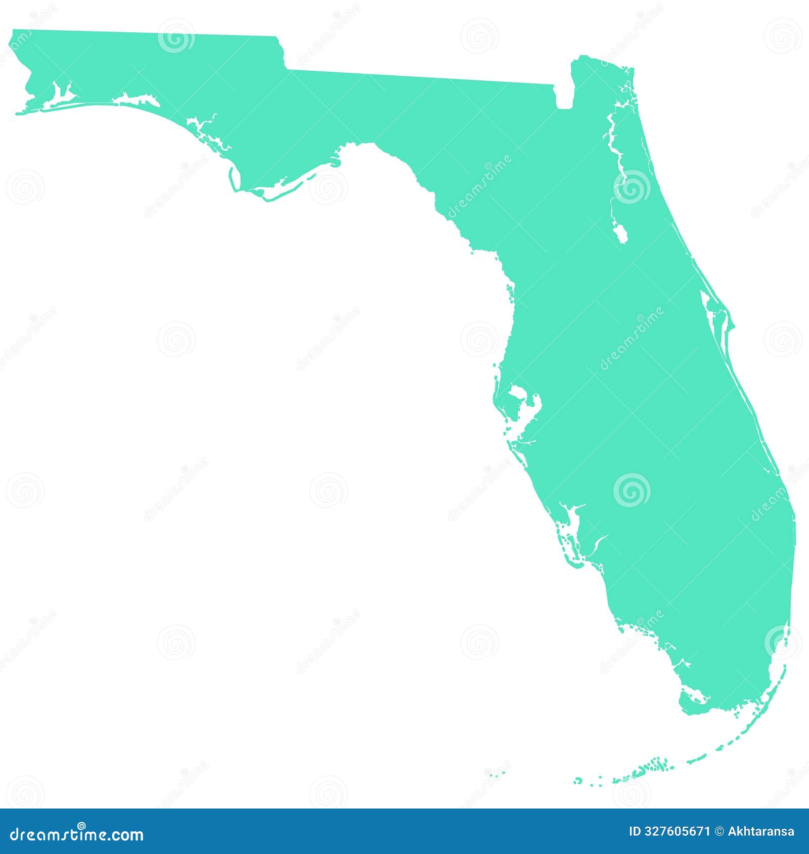 Florida Administrative Map. Florida with Color, Blank Map, Empty Map of ...