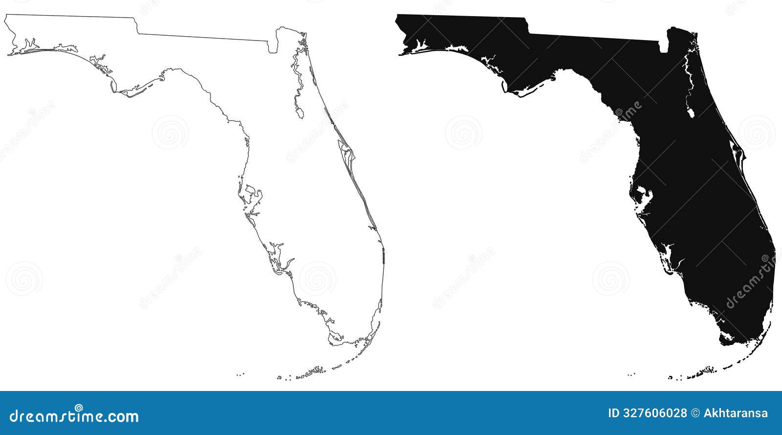 Florida Administrative Map, Florida Outline and Solid Map Set ...