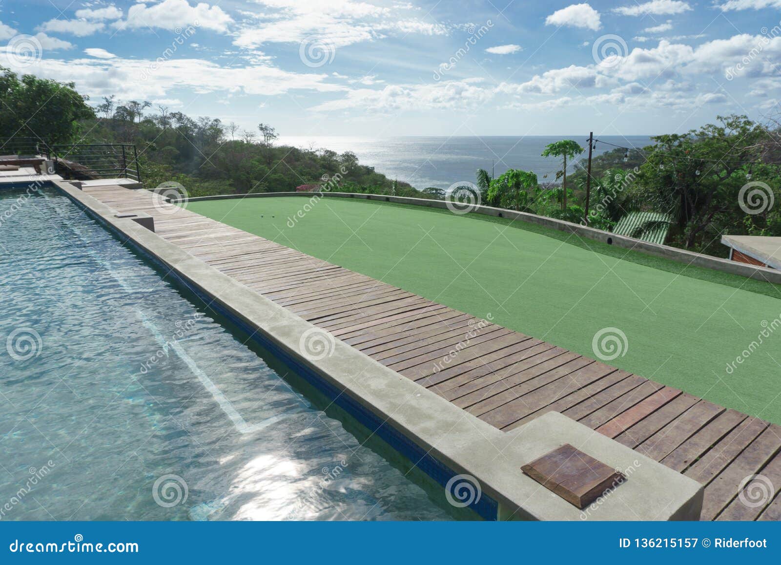 Florida Back Yard and Swimming Pool on the Golf Course Stock Image ...