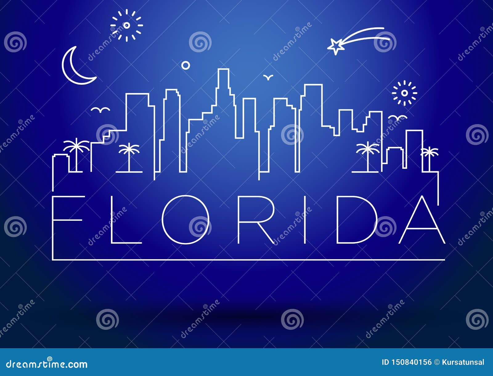 Florida City Line Silhouette Typographic Design Stock Illustration ...