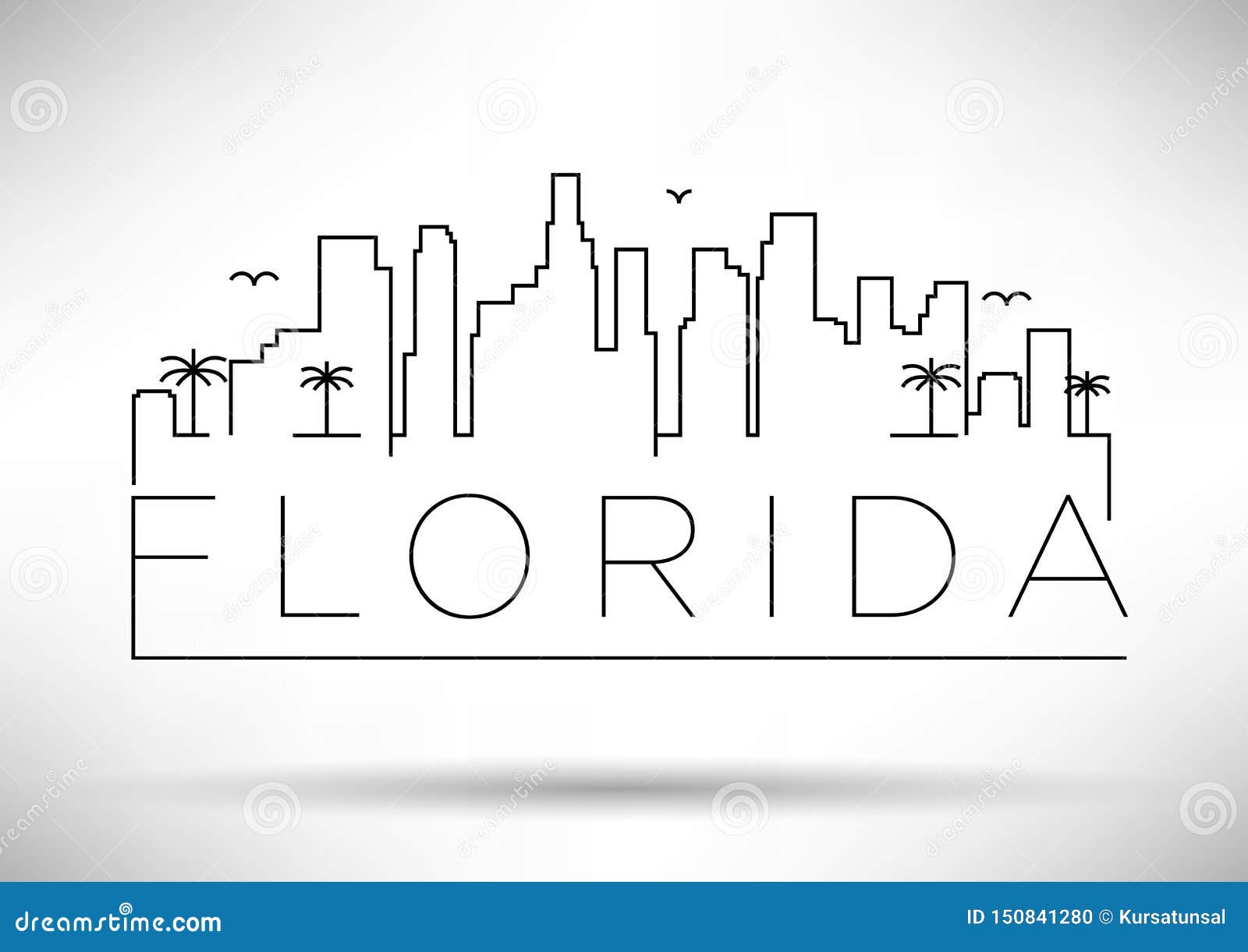 Florida City Line Silhouette Typographic Design Stock Illustration ...