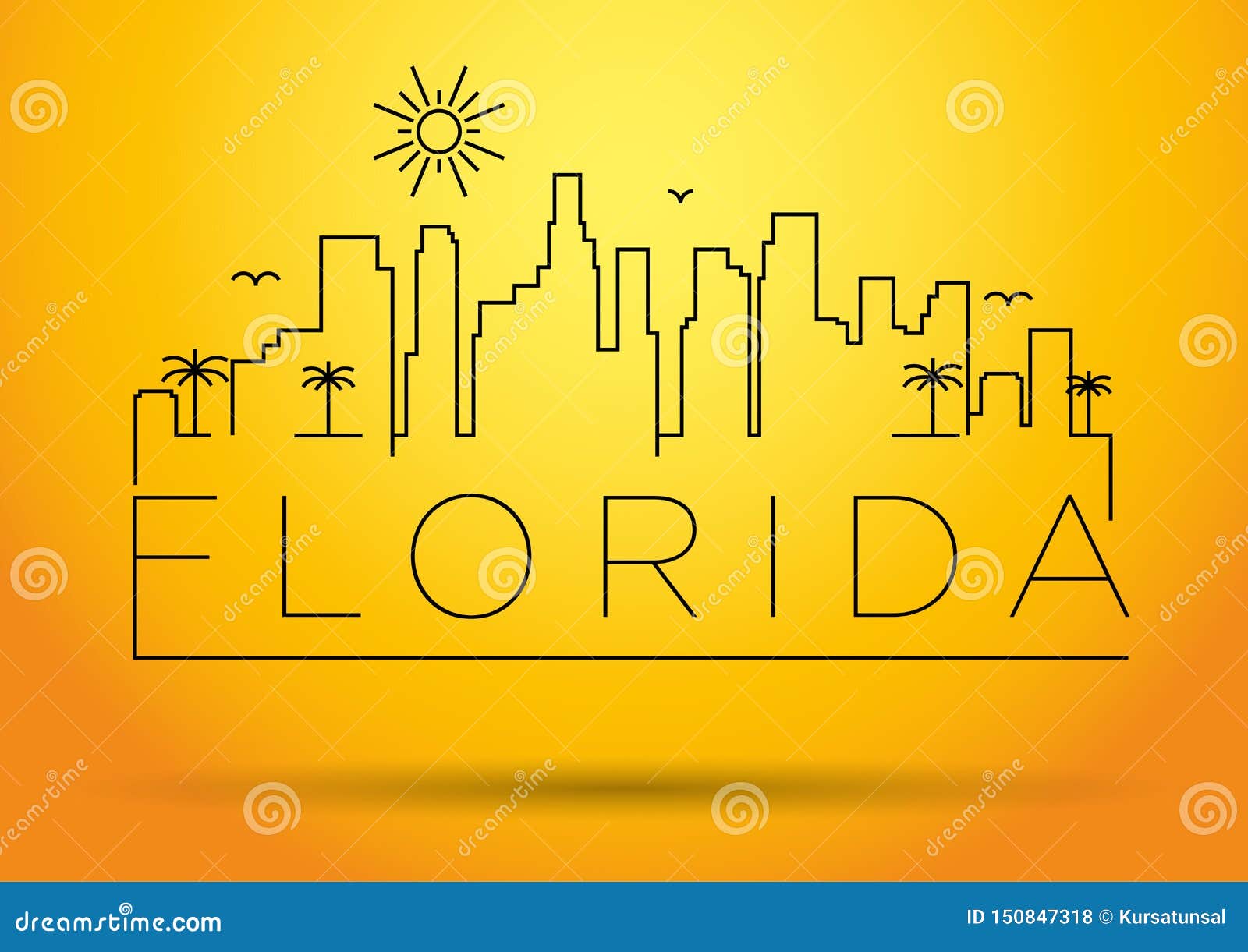 Florida City Line Silhouette Typographic Design Stock Vector ...