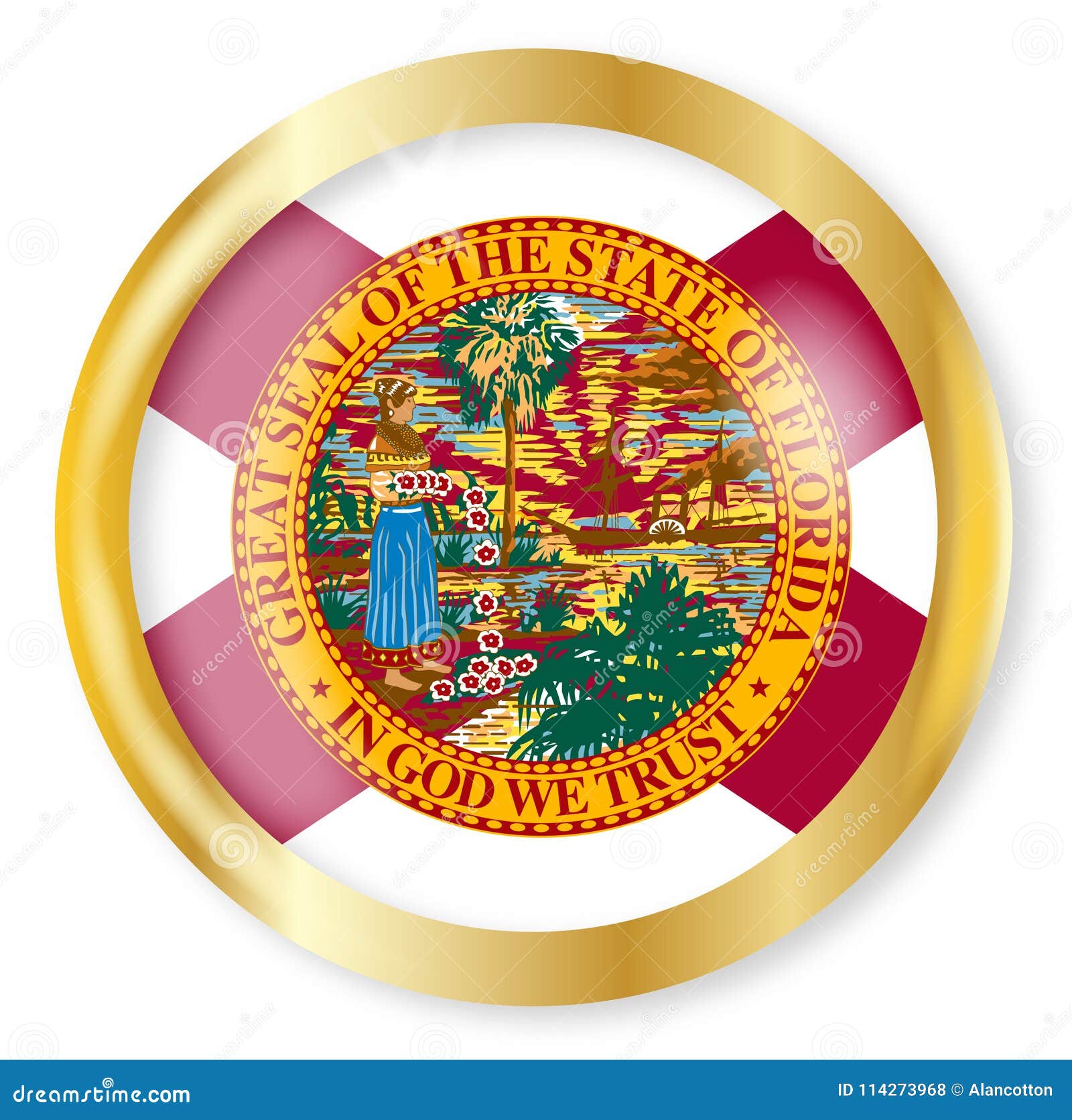 Florida Flag Button stock vector. Illustration of continent - 114273968