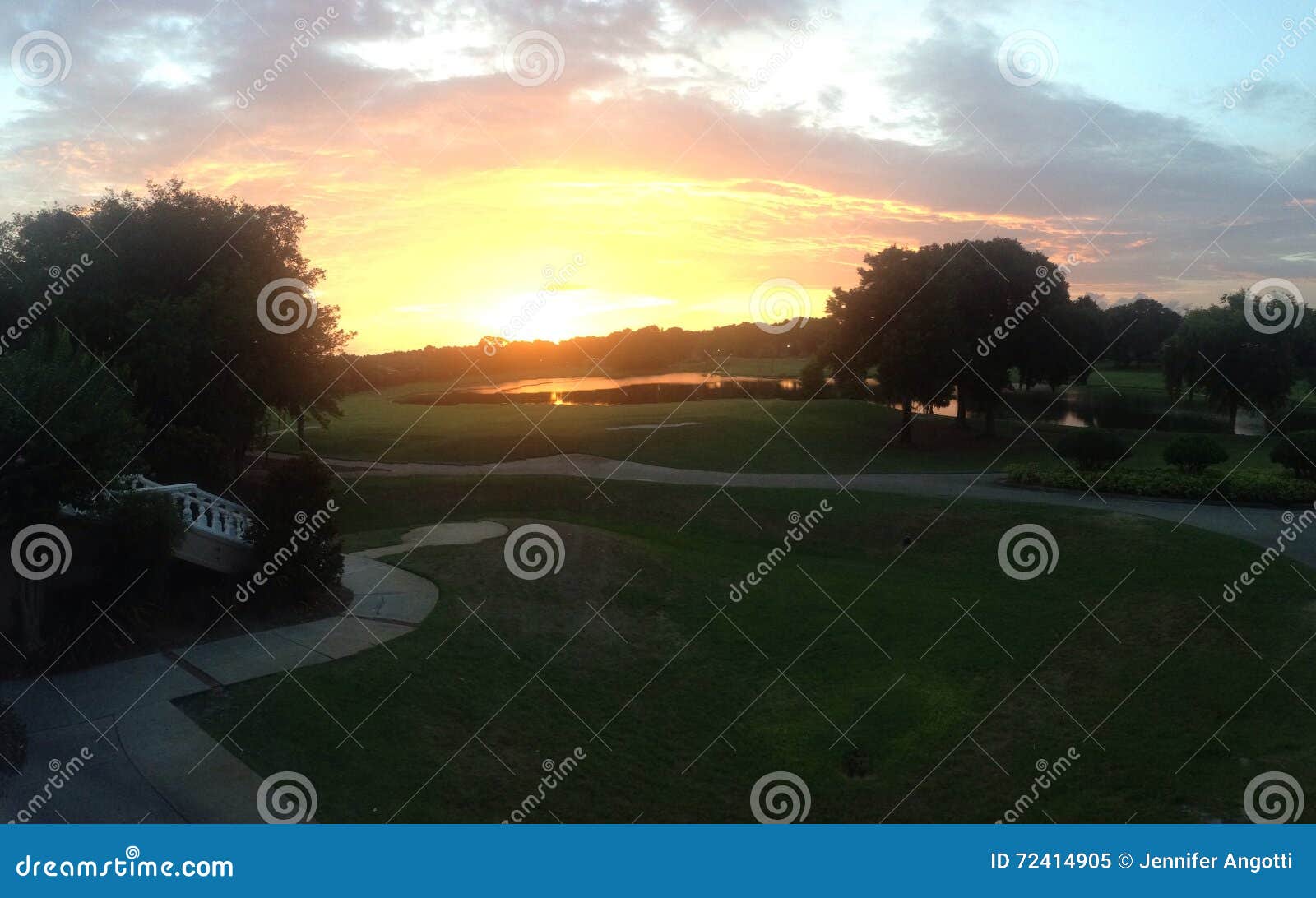 Florida Golf Course Sunset Golf Stock Image - Image of morning, evening ...