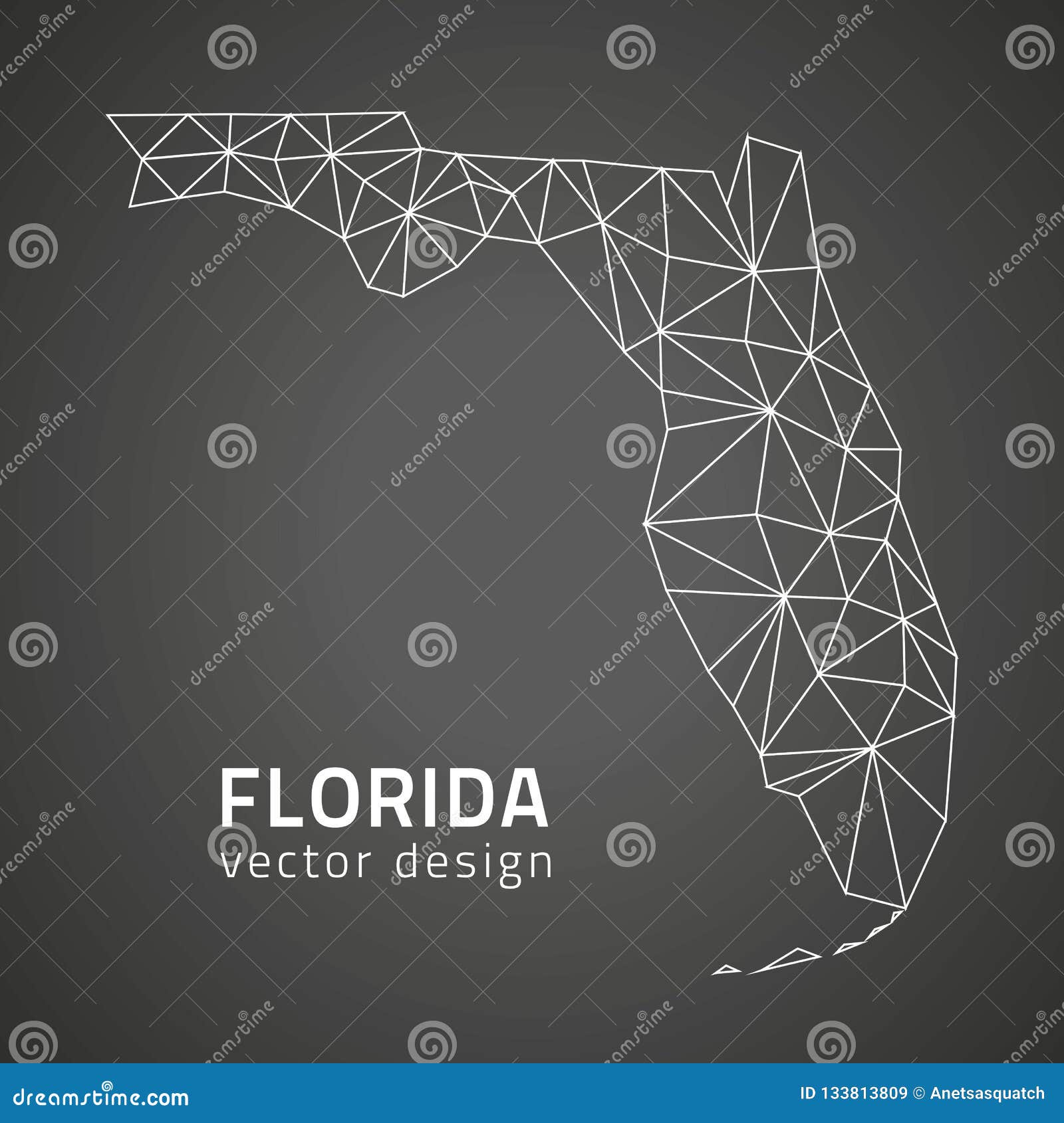 Florida Black Outline Vector Polygonal Triangle Map Stock Vector ...