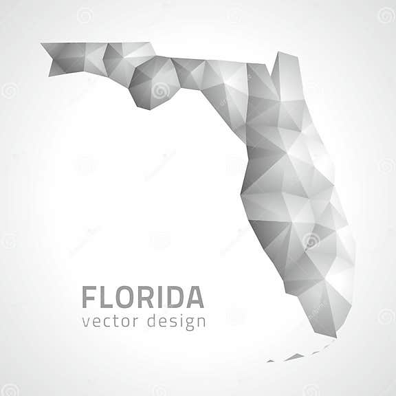 Florida Grey and Silver Shadow Vector Mosaic 3d Map Stock Vector ...