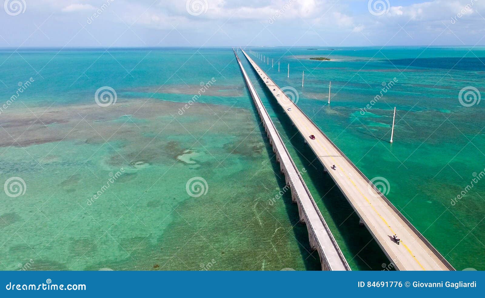 Florida Keys Bridge, Aerial View Stock Photo - Image of blue, green ...