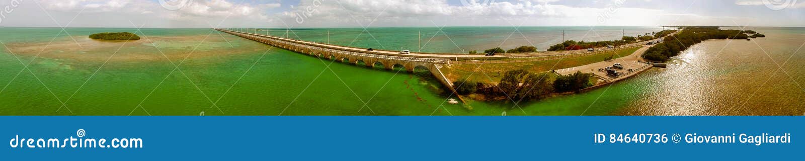 Florida Keys Bridge, Beautiful Sunset Aerial View Stock Photo - Image ...