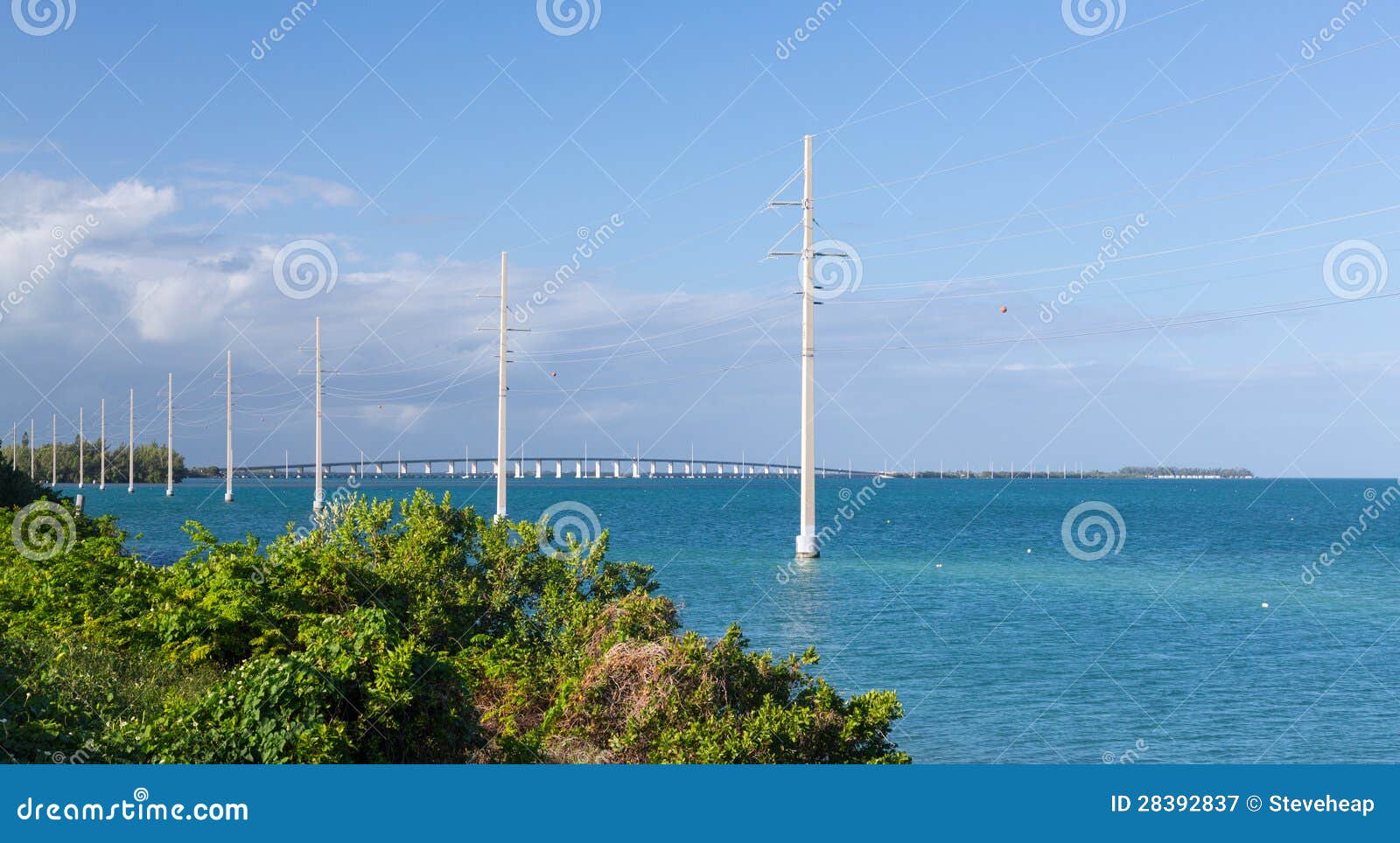 Florida Keys Bridge and Power Pylons Stock Image - Image of color ...