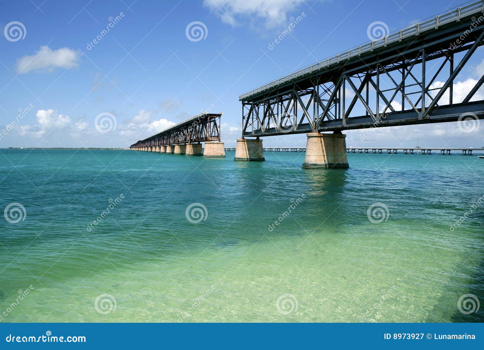 Florida Keys Broken Bridge, Turquoise Water Stock Image - Image of ...