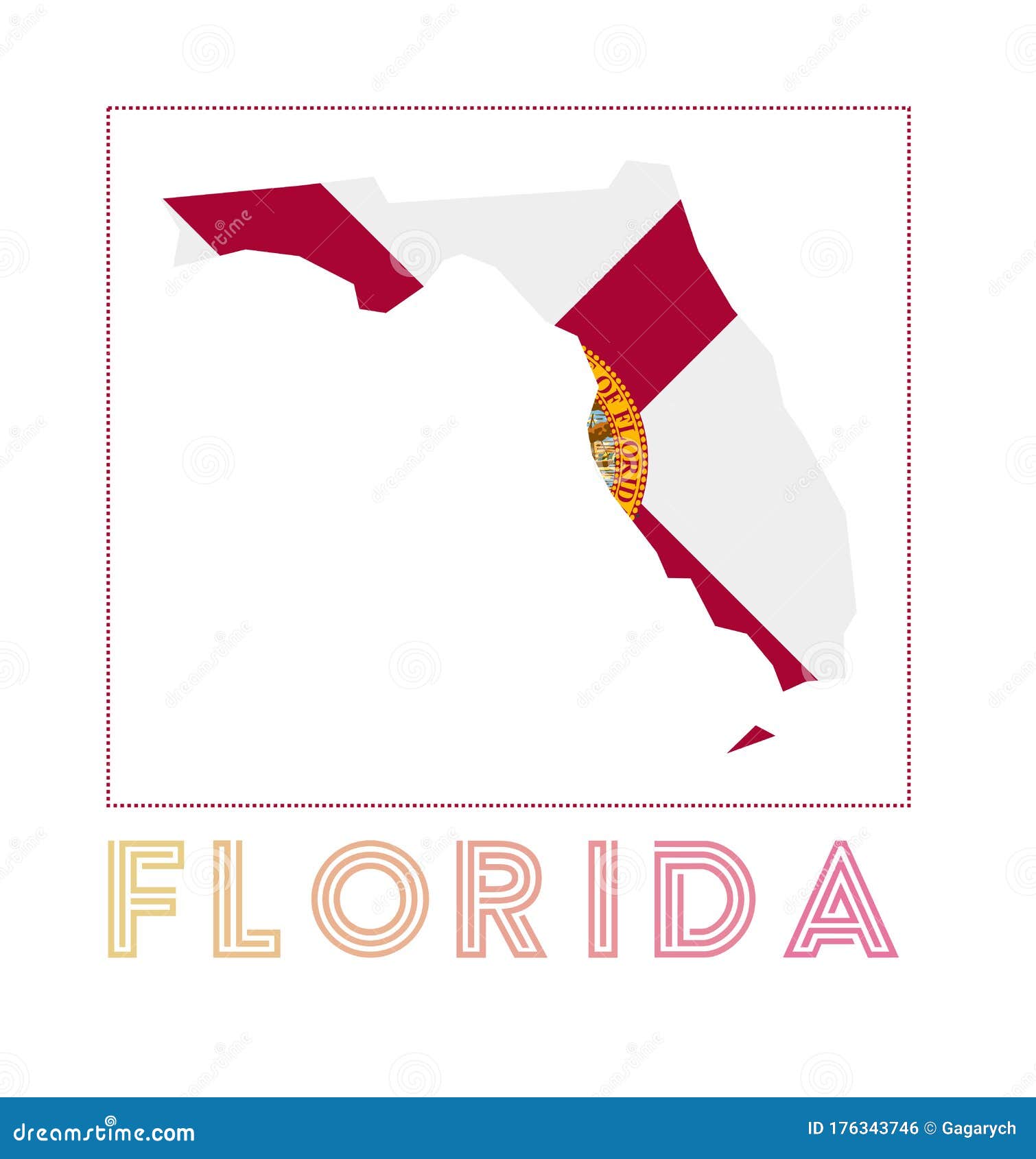 Florida Logo. Map of Florida with Us State Name. Stock Vector ...