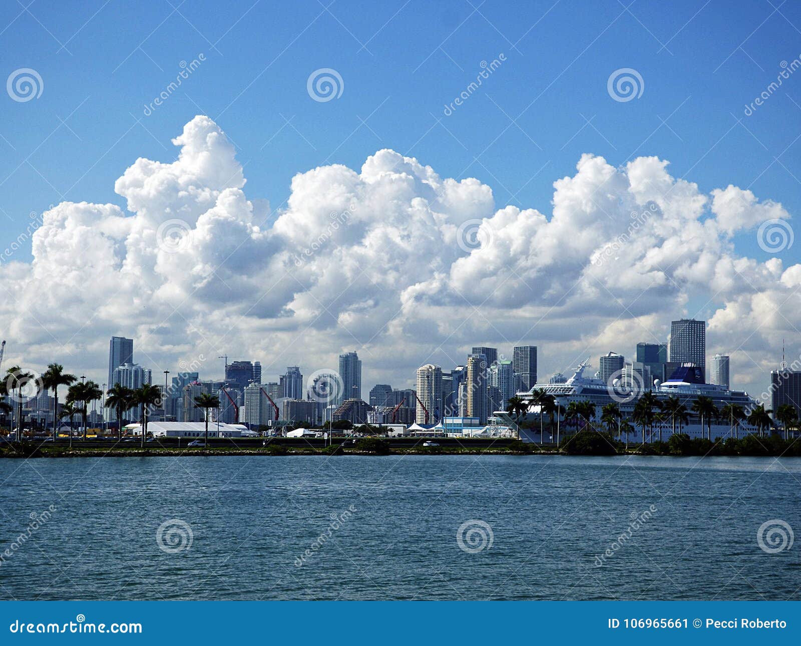 Florida, Maiami, Panoramic View of the Bay Stock Image - Image of miami ...