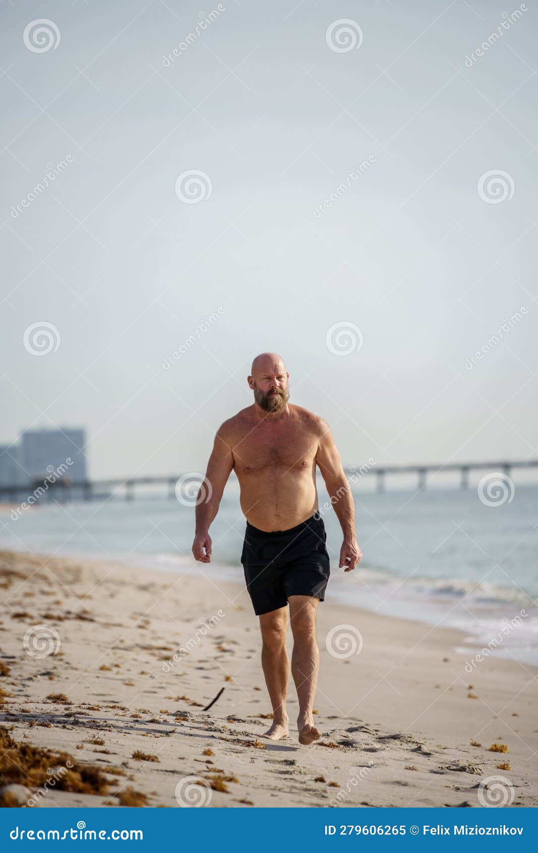 Florida Man Walking on the Beach Stock Image - Image of caucasian ...