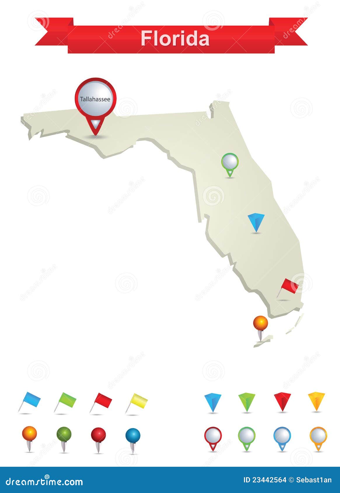 Florida Map stock vector. Illustration of atlas, design - 23442564