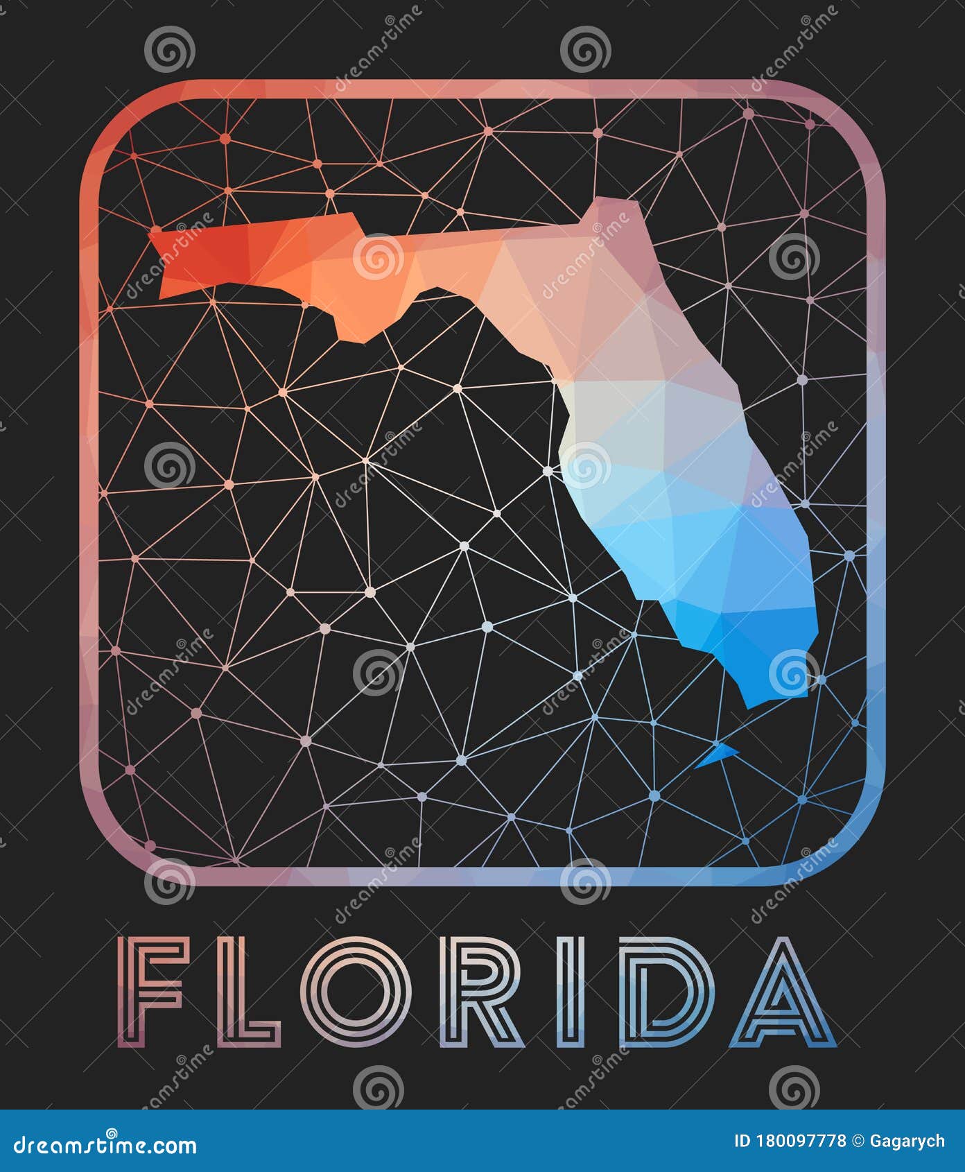 Florida map design. stock vector. Illustration of poly - 180097778