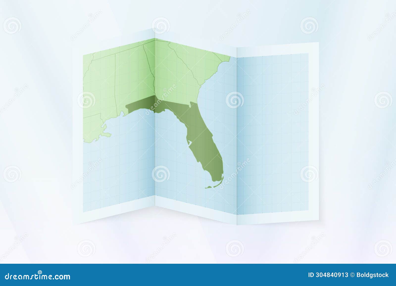 Florida Map, Folded Paper with Florida Map Stock Illustration ...