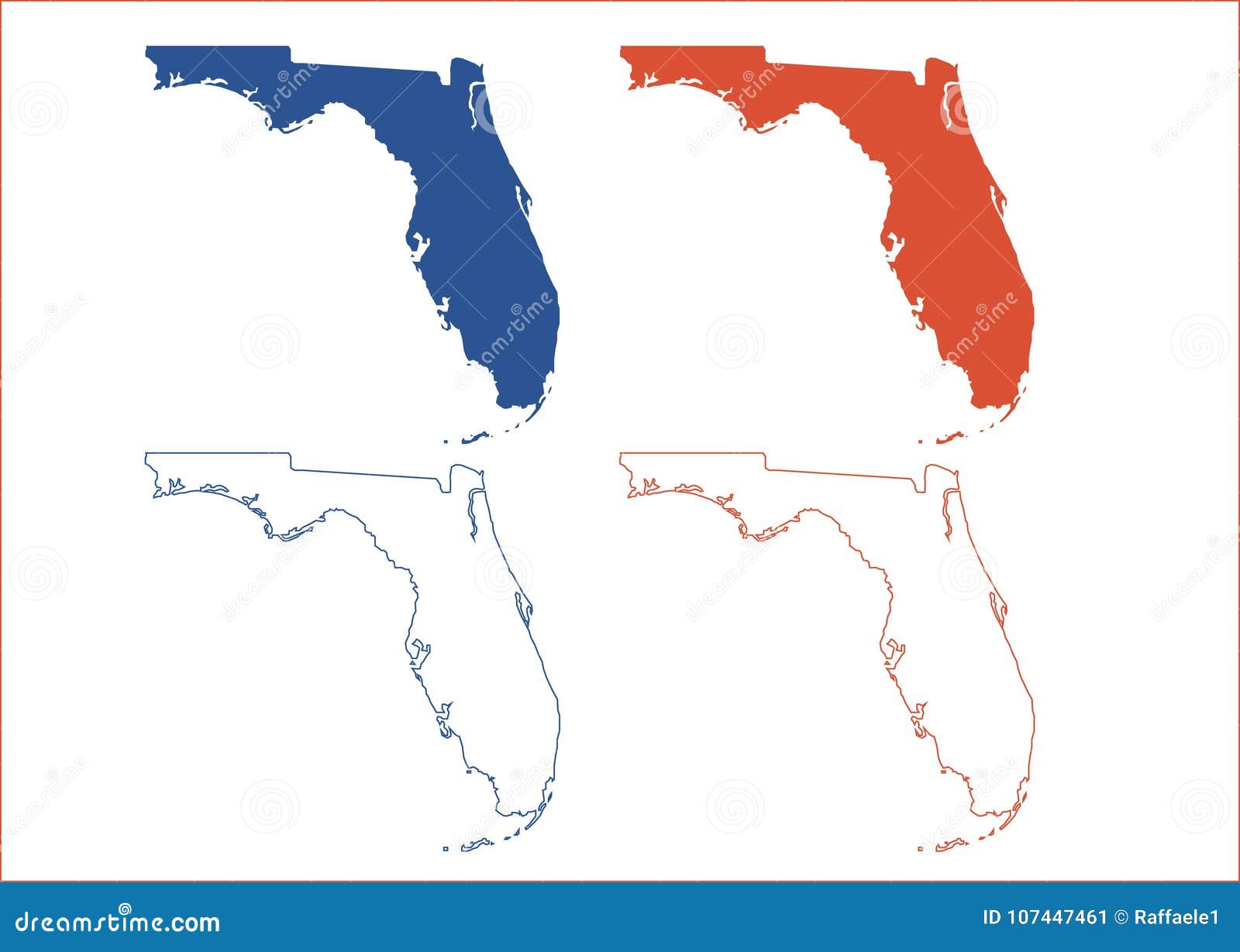 Florida Map stock vector. Illustration of blue, silhouette - 107447461