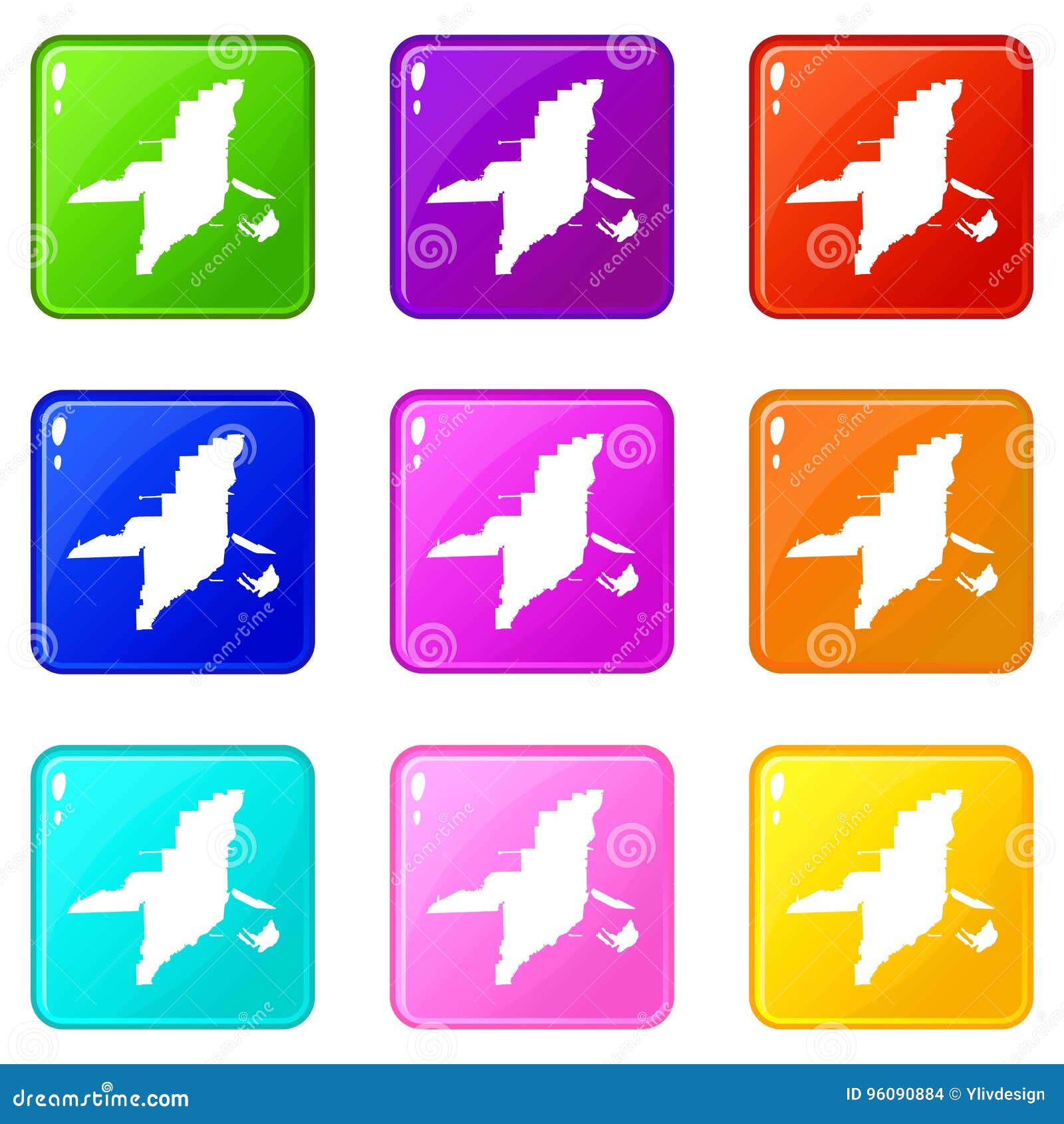 Florida map icons 9 set stock vector. Illustration of florida - 96090884