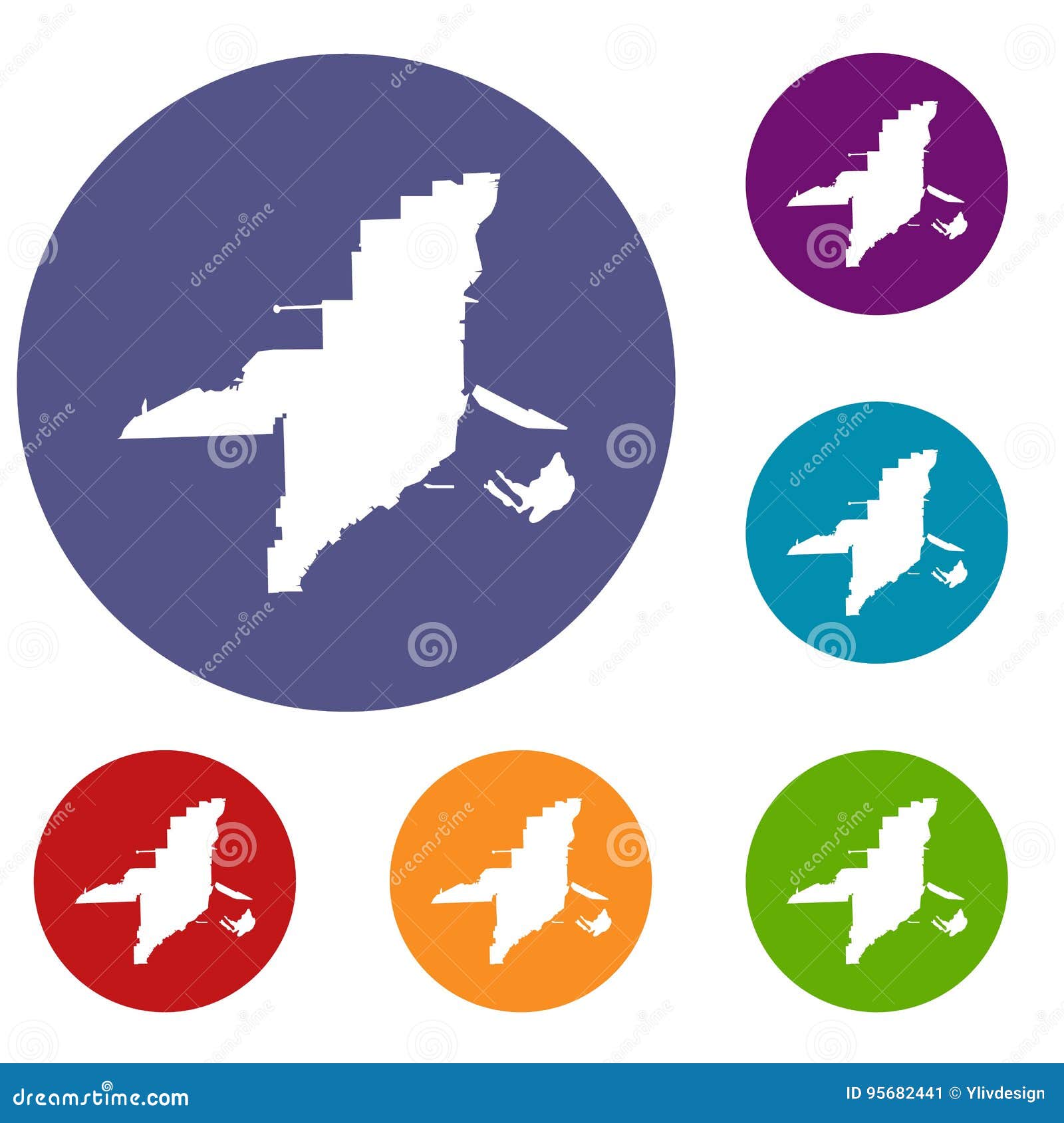 Florida map icons set stock vector. Illustration of american - 95682441