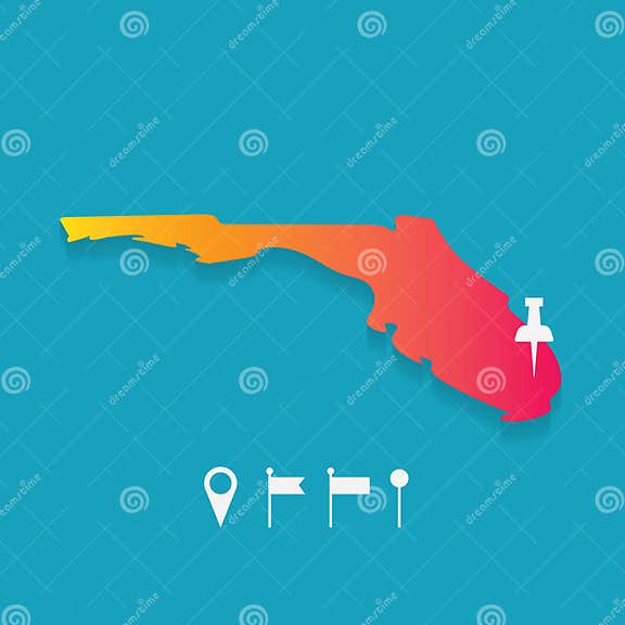 Florida Map with Set of Different Pins Stock Vector - Illustration of ...