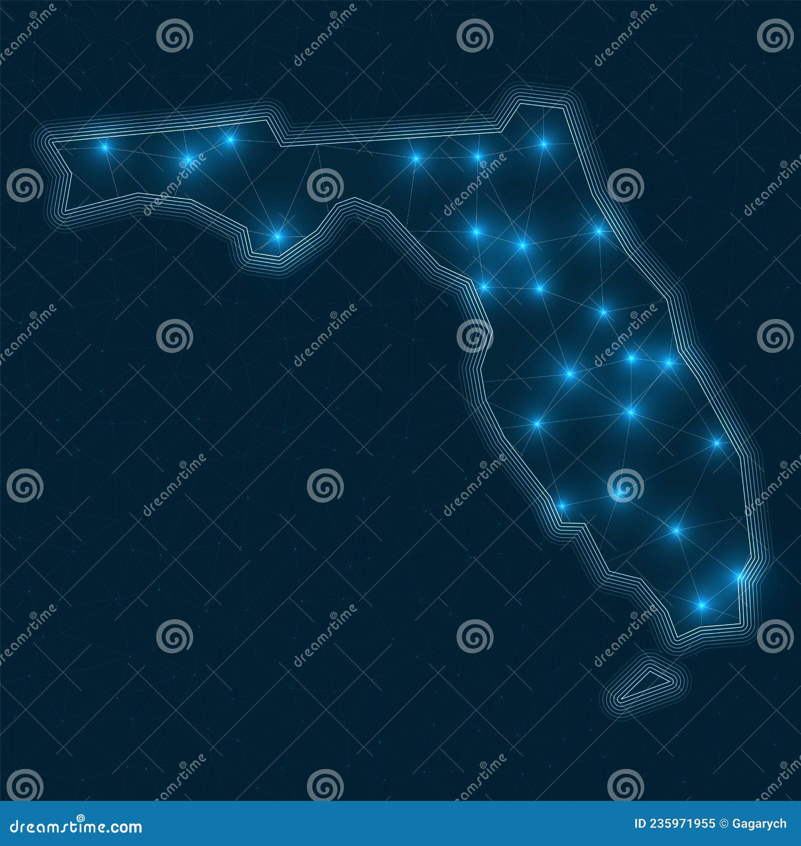 Florida network map. stock vector. Illustration of futuristic - 235971955