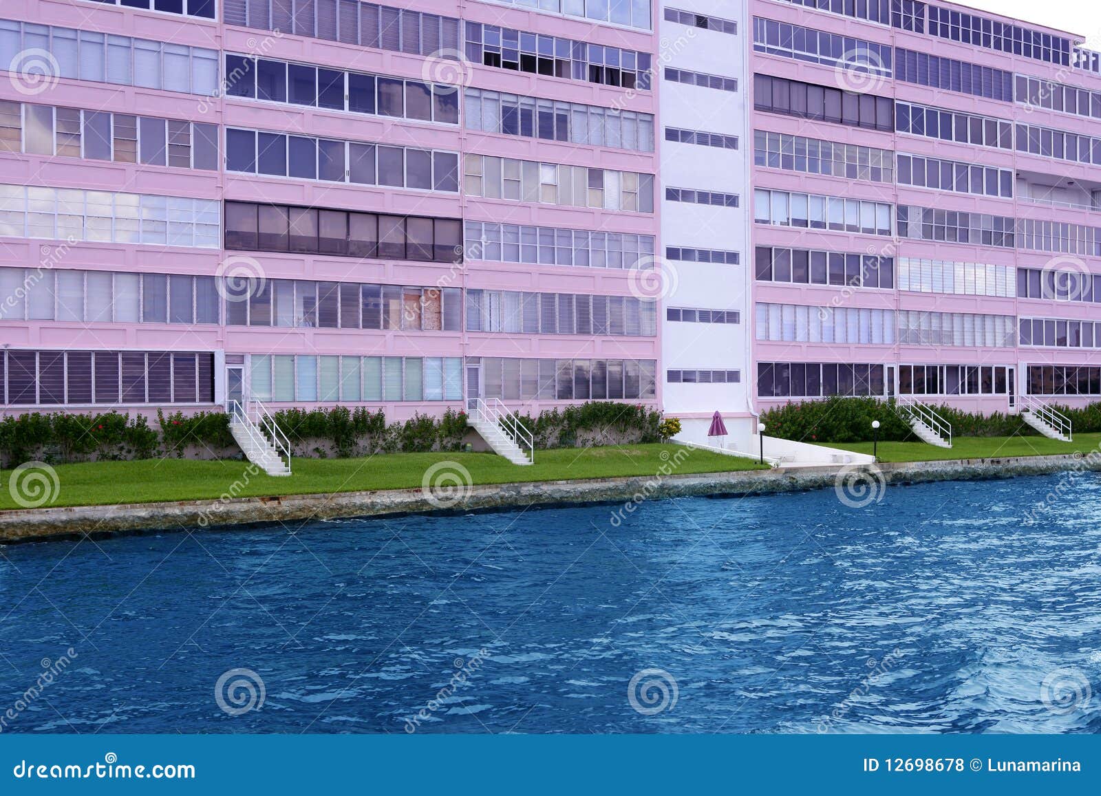 Florida Pompano Beach Pink Building in Waterway Stock Photo - Image of ...