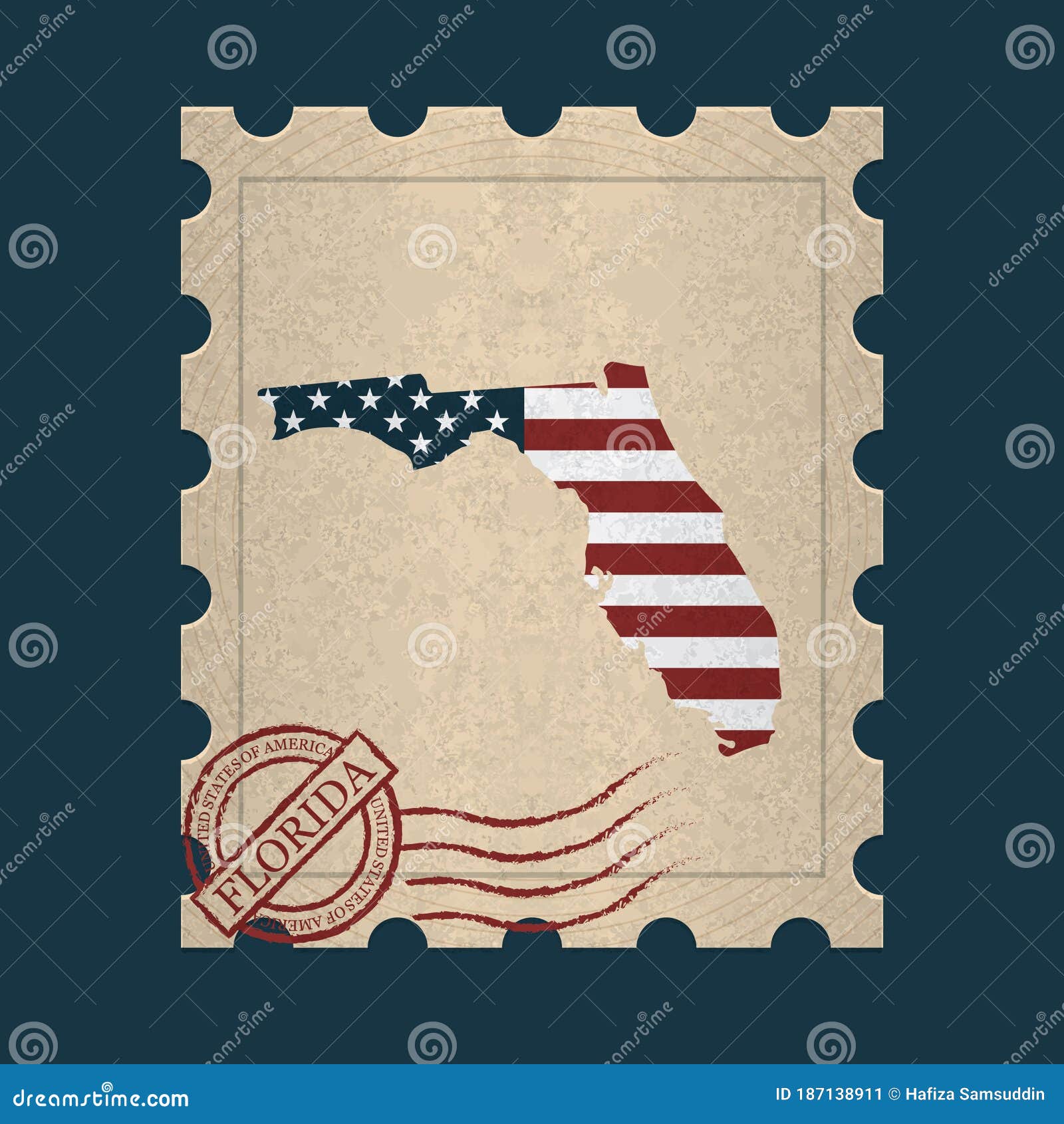 Florida Postage Stamp. Vector Illustration Decorative Design Stock ...